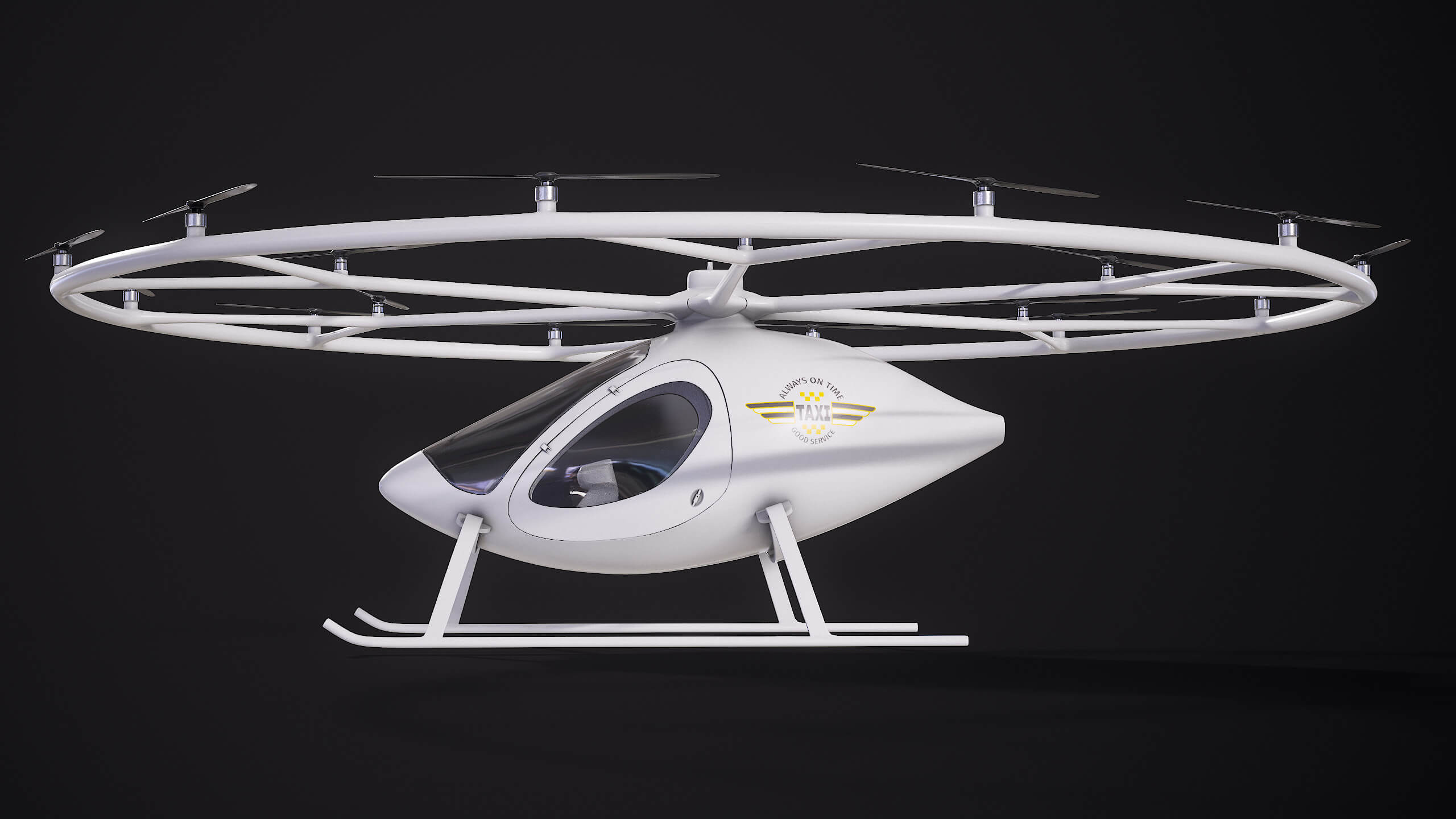 Evtol Flying Taxi Dubai White PBR - 3D Model by Locus Models