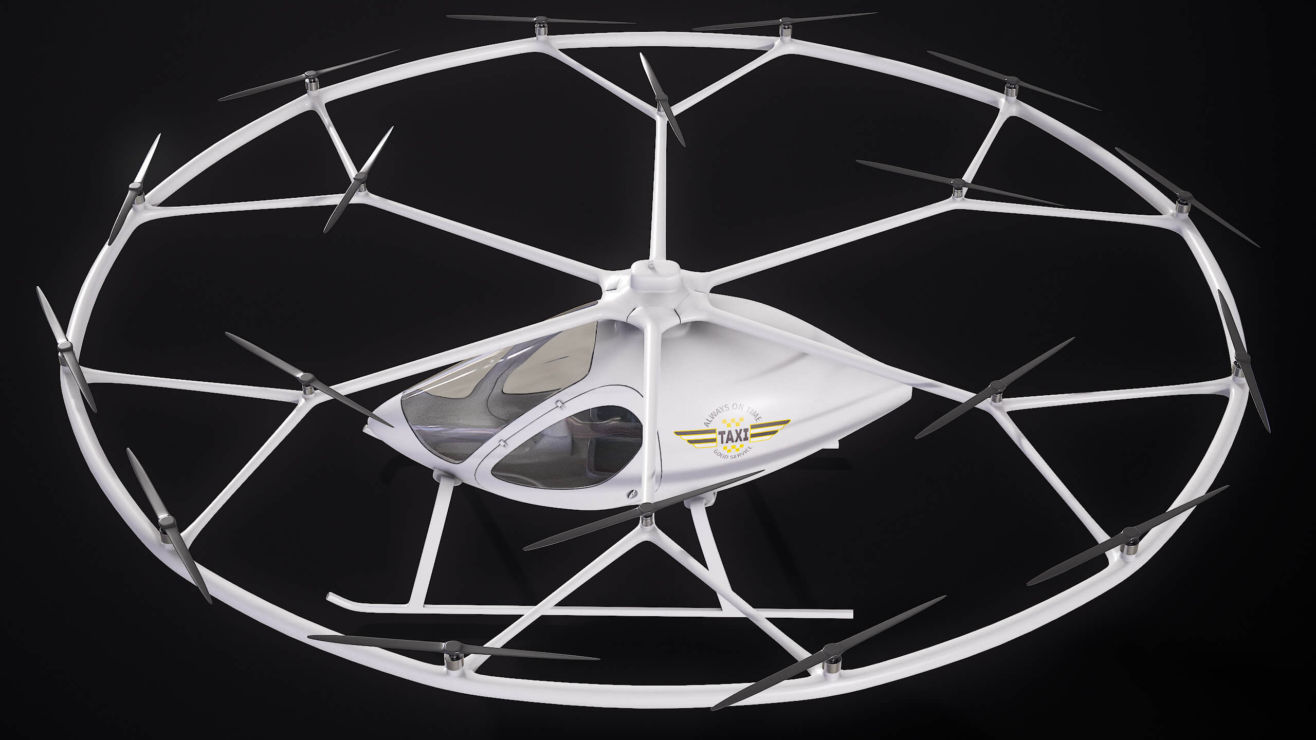 Evtol Flying Taxi Dubai White PBR - 3D Model by Locus Models