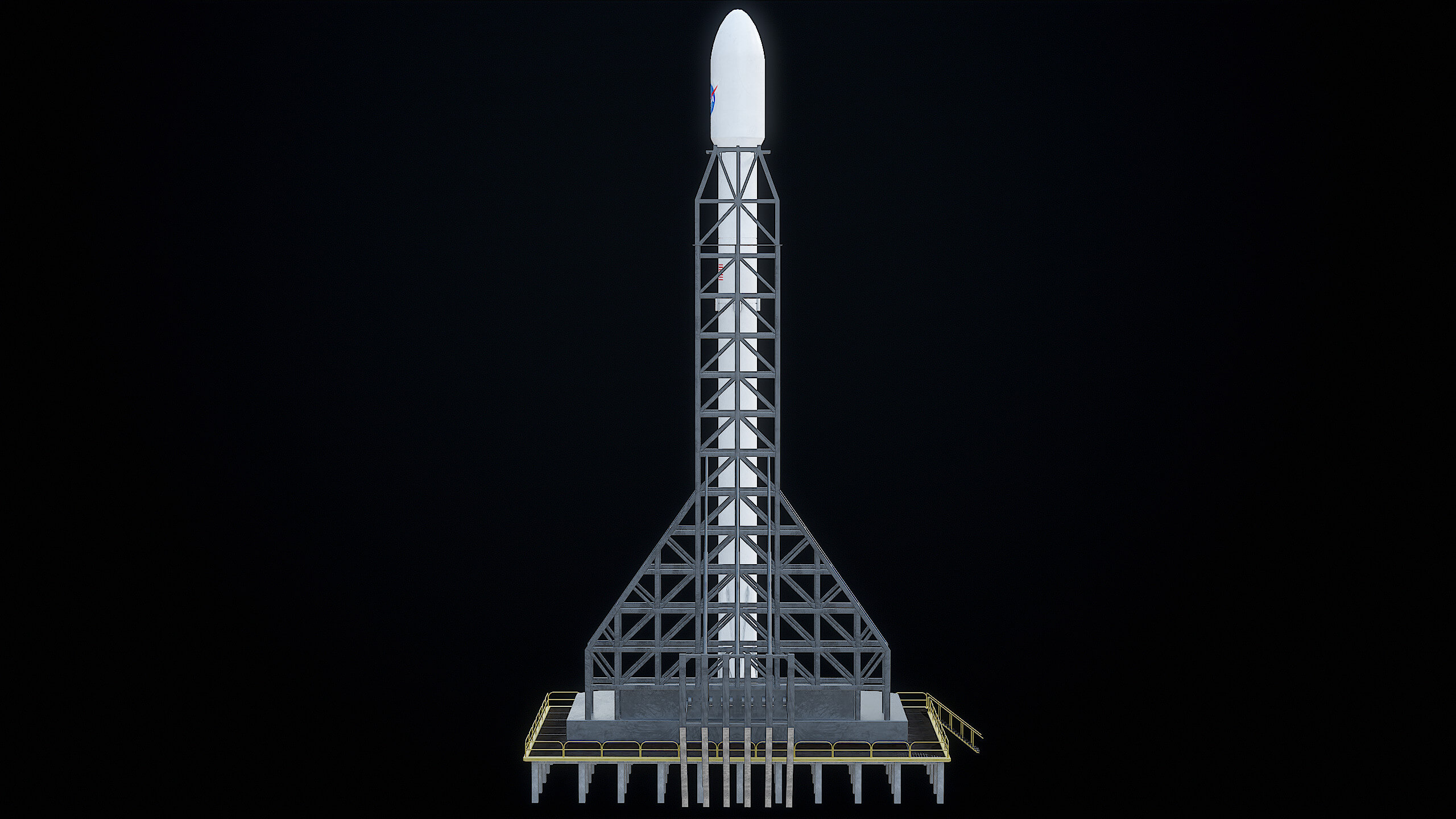 Falcon 9 Launchpad PBR - 3D Model by Locus Models