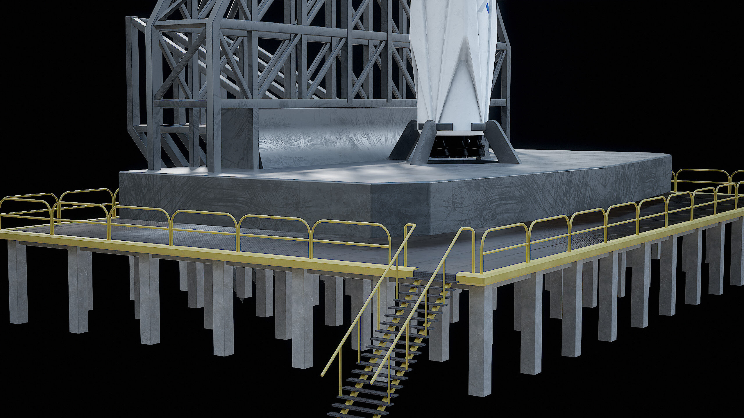 Falcon 9 Launchpad PBR - 3D Model by Locus Models