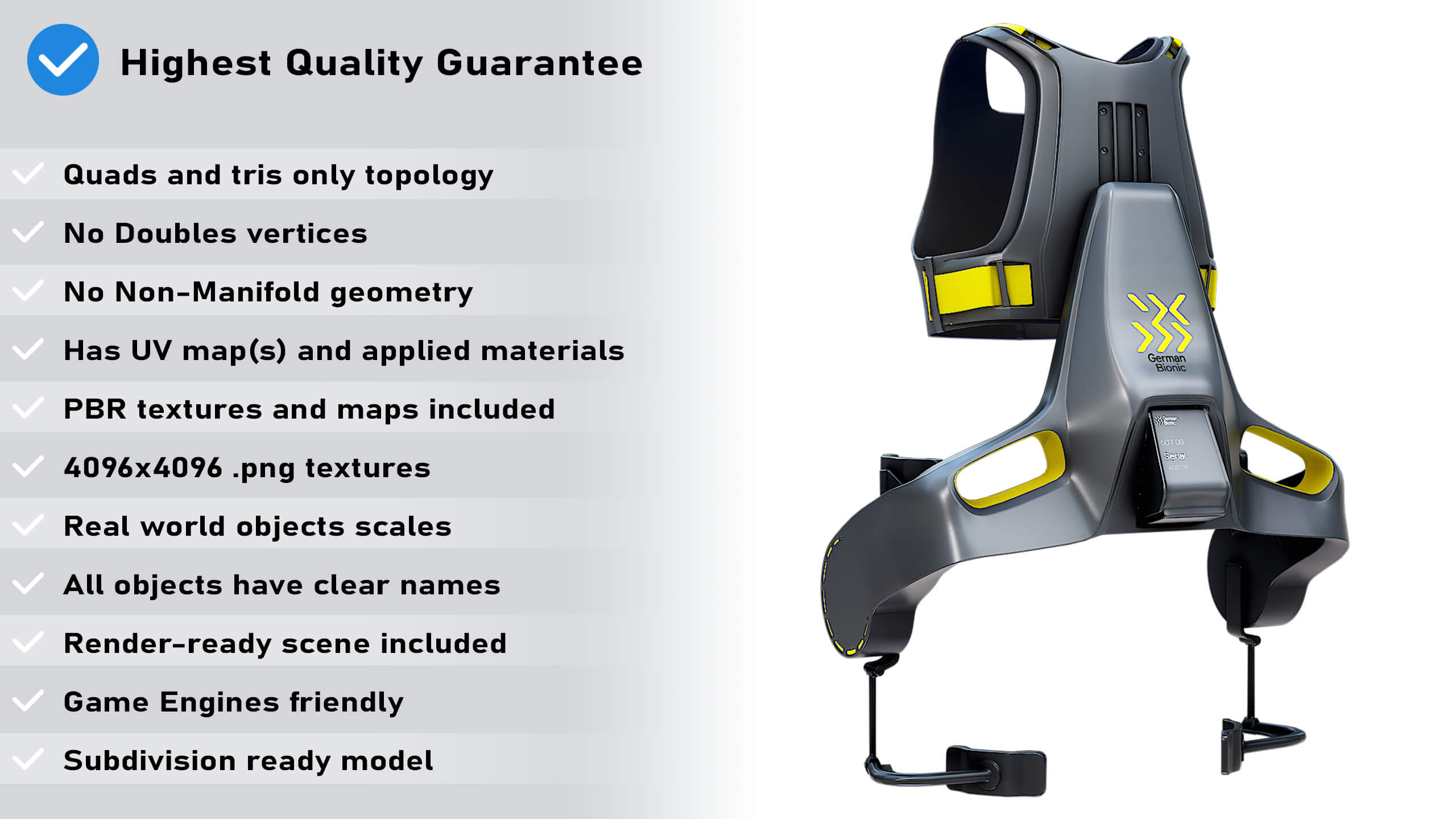 Industrial Exoskeleton Apogee Yellow PBR - 3D Model by Locus Models