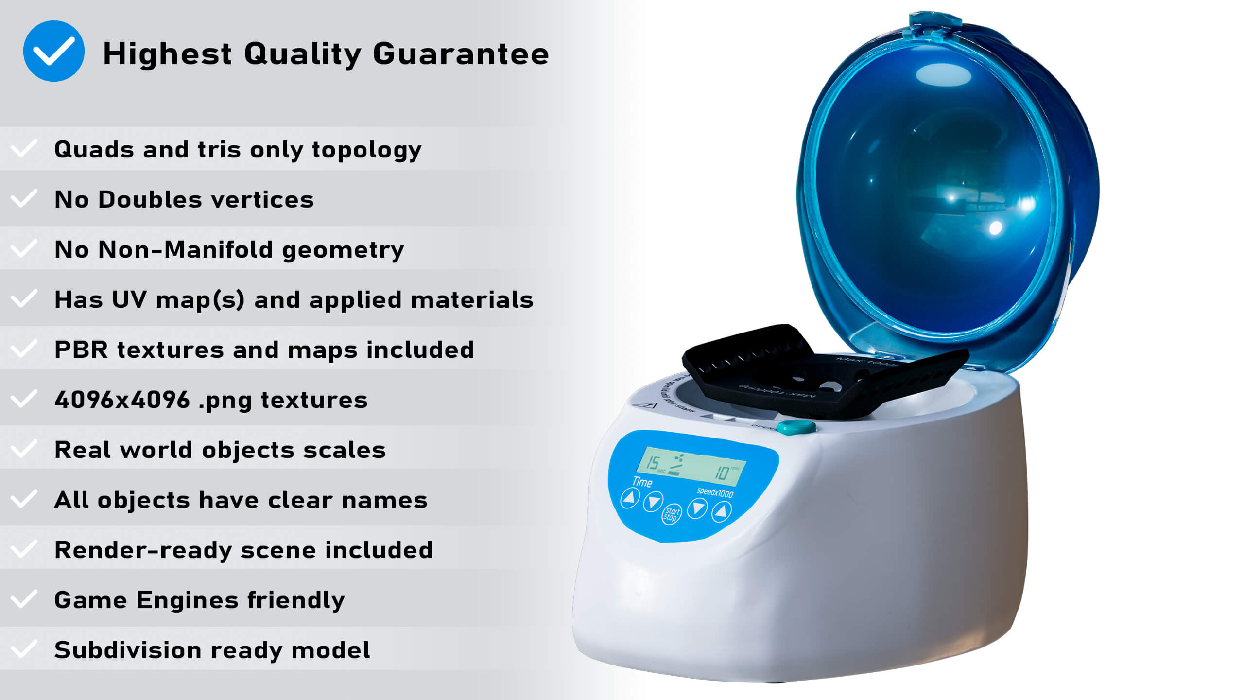 Laboratory Mini Centrifuge Equipment PBR - 3D Model by Locus Models