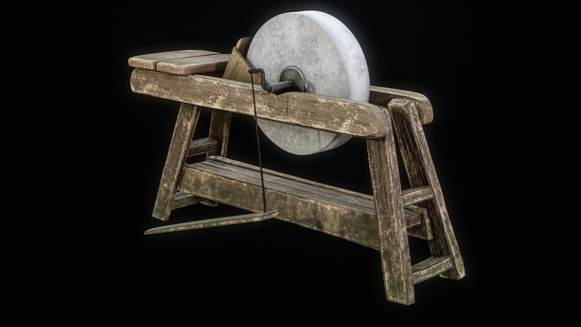 Medieval Low Poly Stone Grinding Station PBR - 3D Model by Locus Models