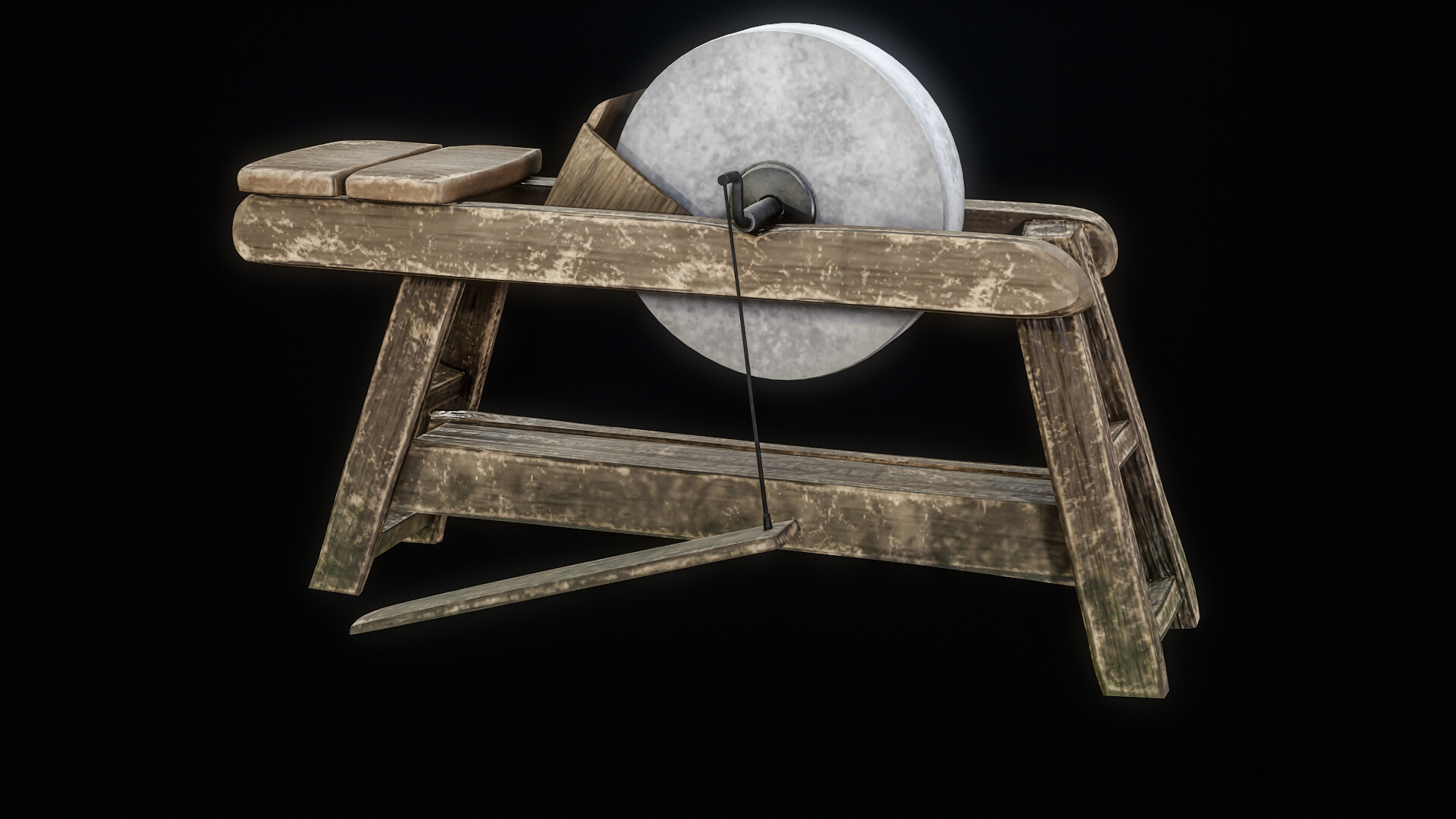 Medieval Low Poly Stone Grinding Station PBR - 3D Model by Locus Models