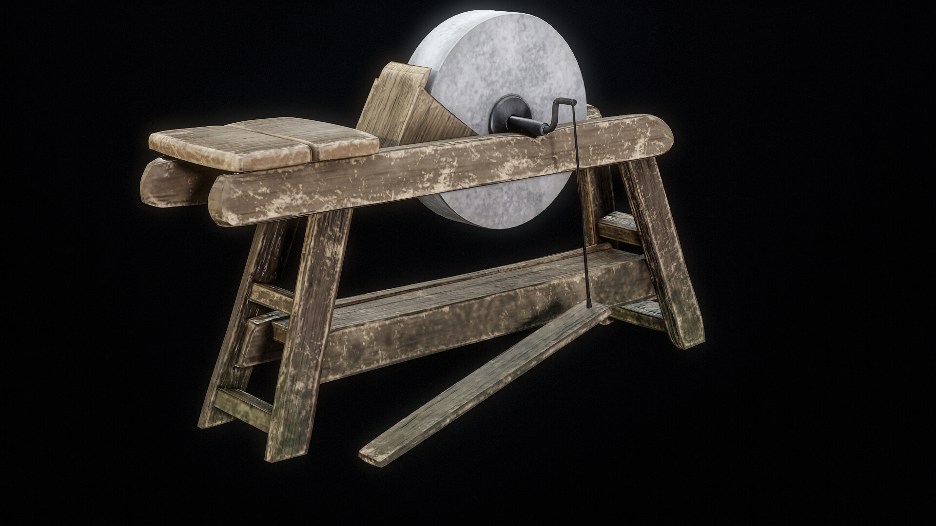 Medieval Low Poly Stone Grinding Station PBR - 3D Model by Locus Models