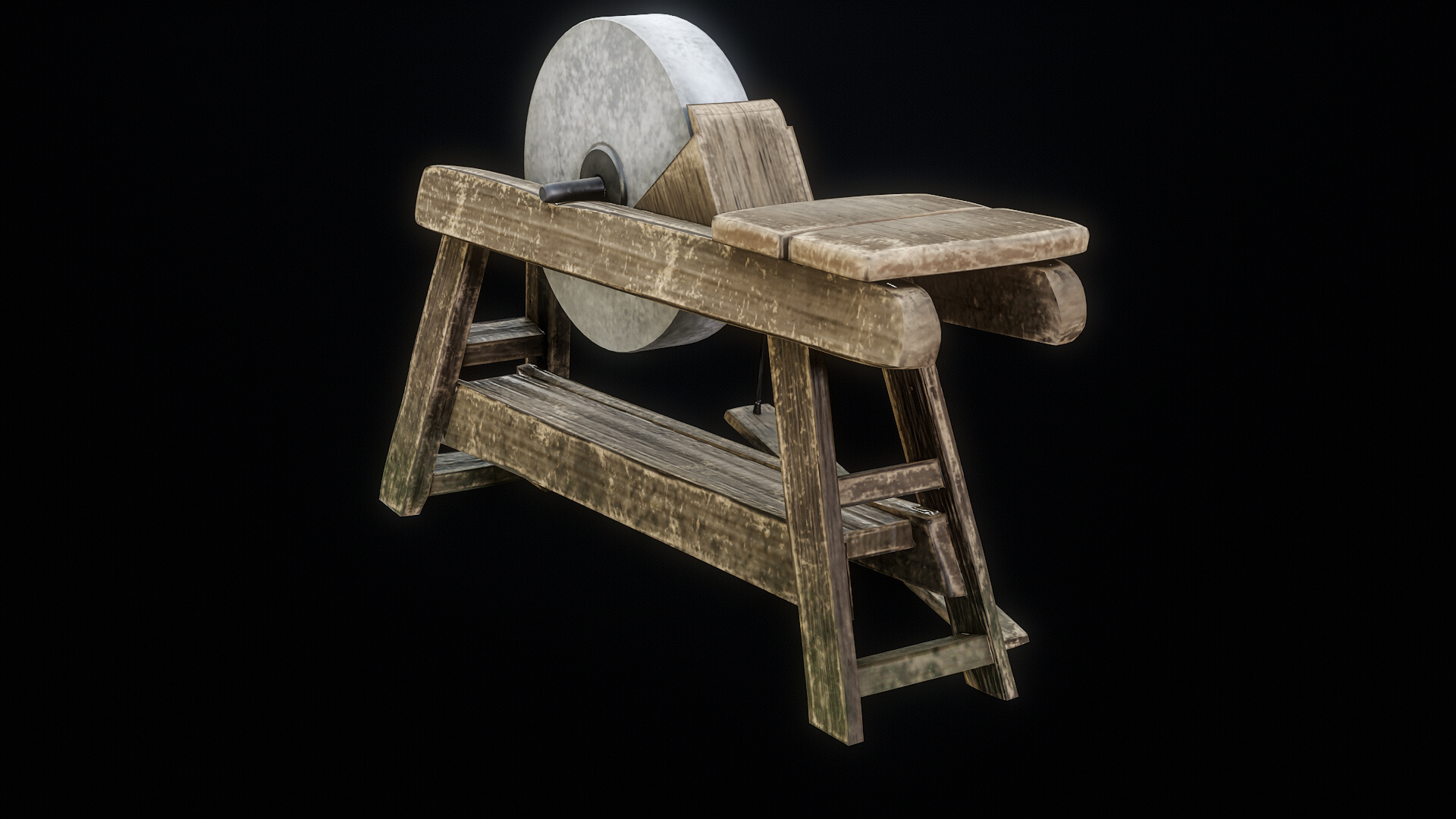 Medieval Low Poly Stone Grinding Station PBR - 3D Model by Locus Models