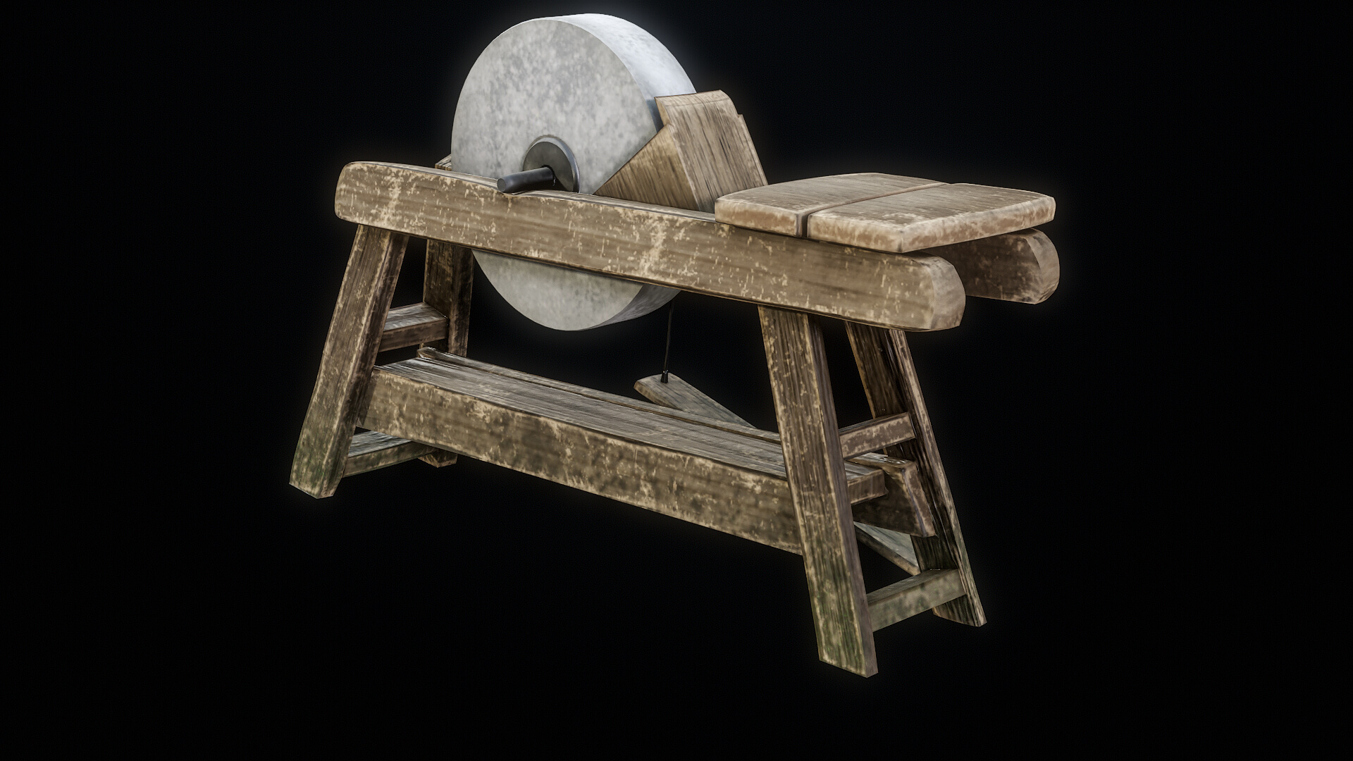 Medieval Low Poly Stone Grinding Station PBR - 3D Model by Locus Models