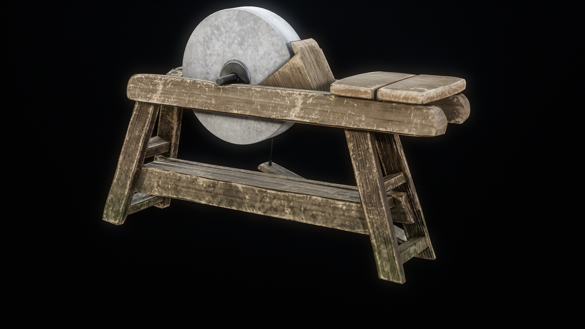 Medieval Low Poly Stone Grinding Station PBR - 3D Model by Locus Models