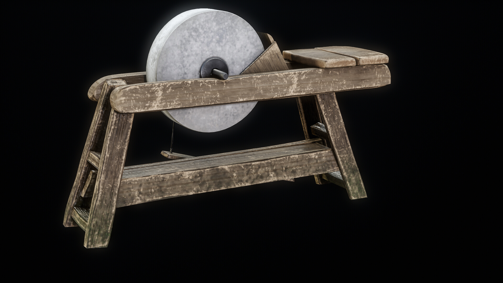 Medieval Low Poly Stone Grinding Station PBR - 3D Model by Locus Models