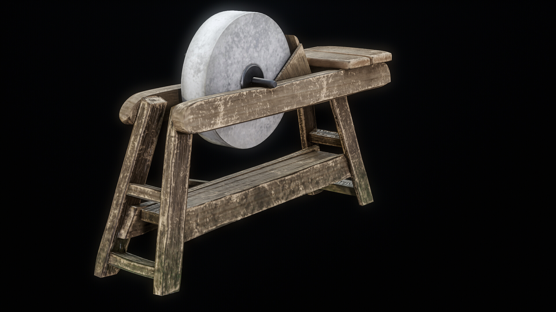 Medieval Low Poly Stone Grinding Station PBR - 3D Model by Locus Models