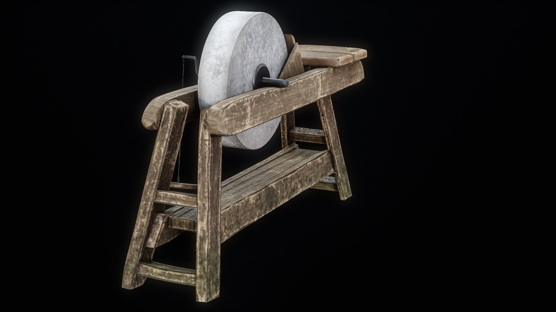 Medieval Low Poly Stone Grinding Station PBR - 3D Model by Locus Models