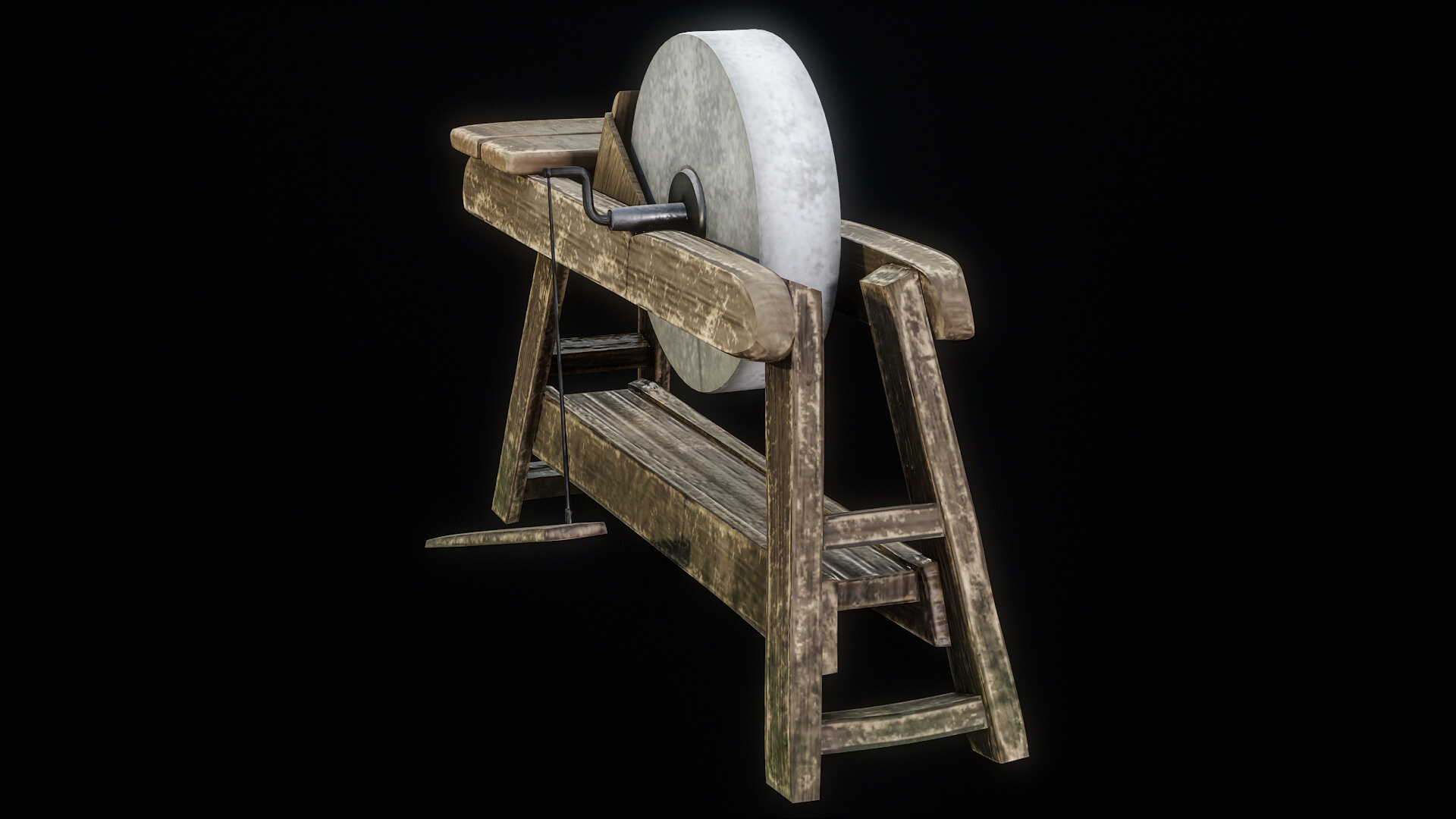 Medieval Low Poly Stone Grinding Station PBR - 3D Model by Locus Models