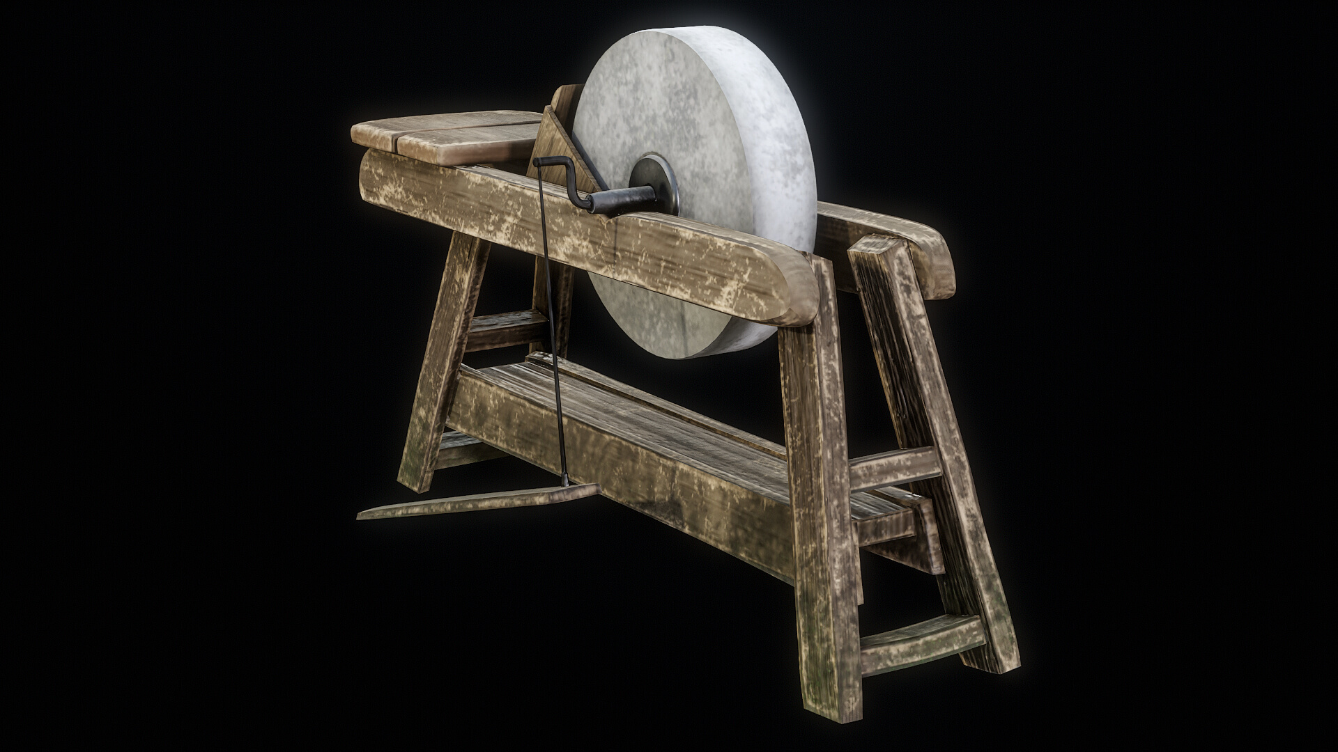 Medieval Low Poly Stone Grinding Station PBR - 3D Model by Locus Models