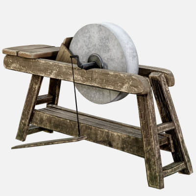 Medieval Low Poly Stone Grinding Station PBR - 3D Model by Locus Models