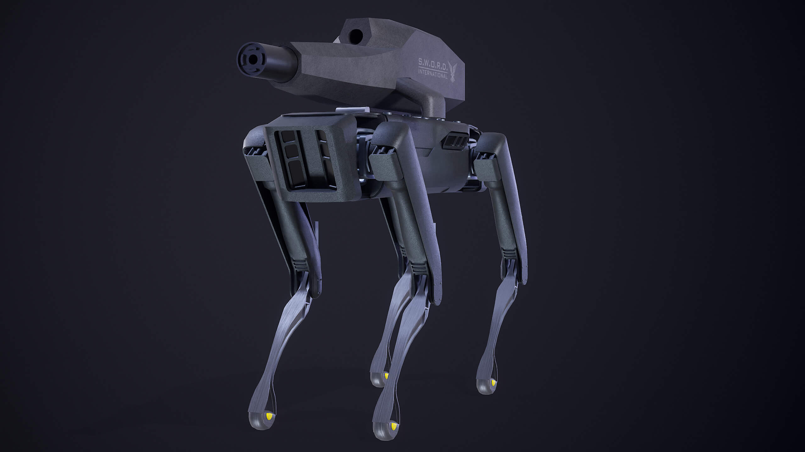 Military Robot Dog With The Rifle PBR - 3D Model by Locus Models
