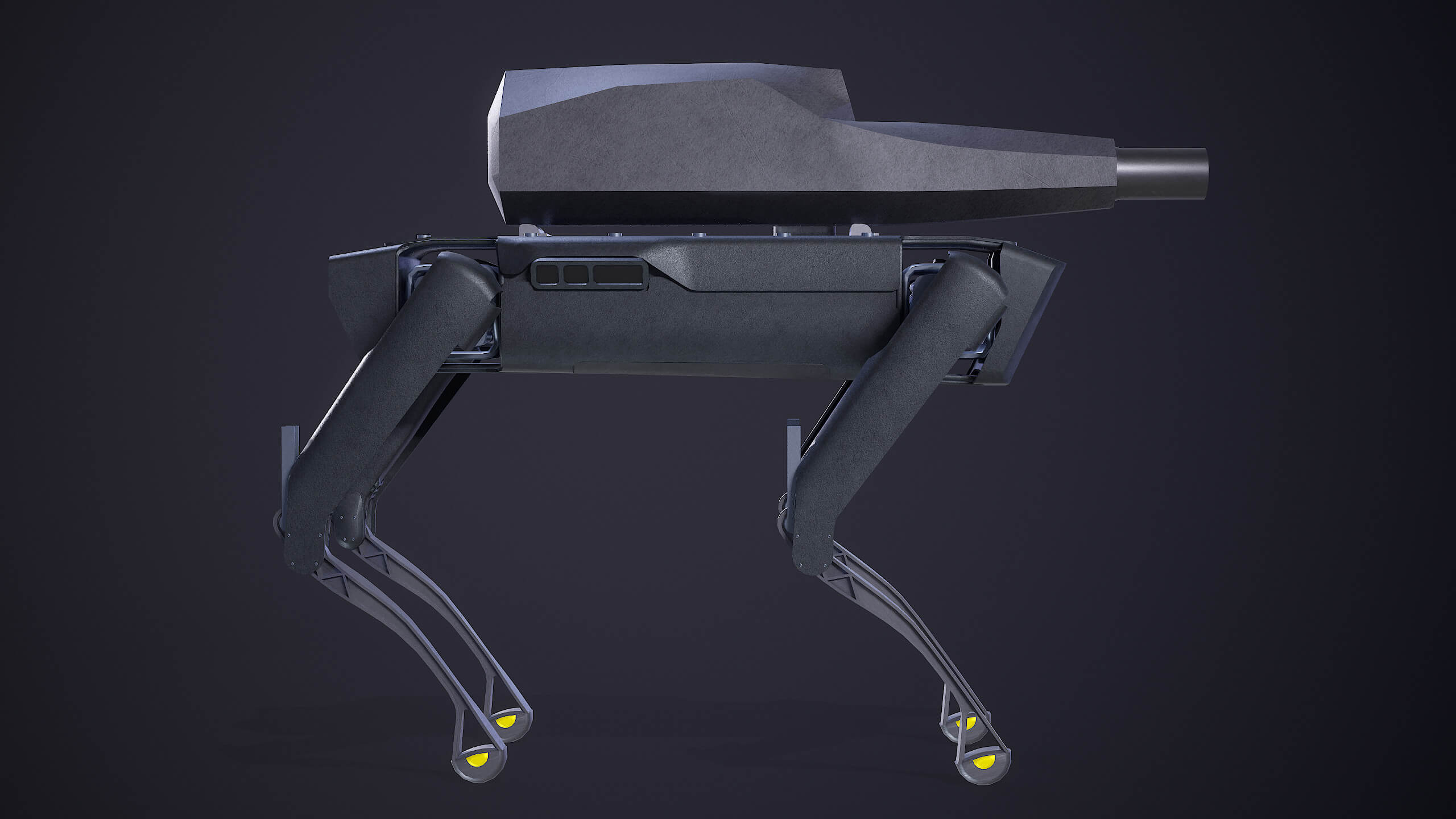 Military Robot Dog With The Rifle PBR - 3D Model by Locus Models