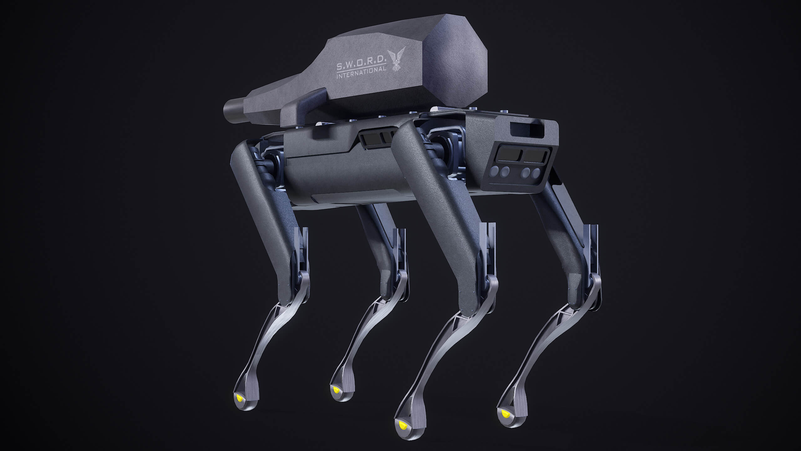 Military Robot Dog With The Rifle PBR - 3D Model by Locus Models
