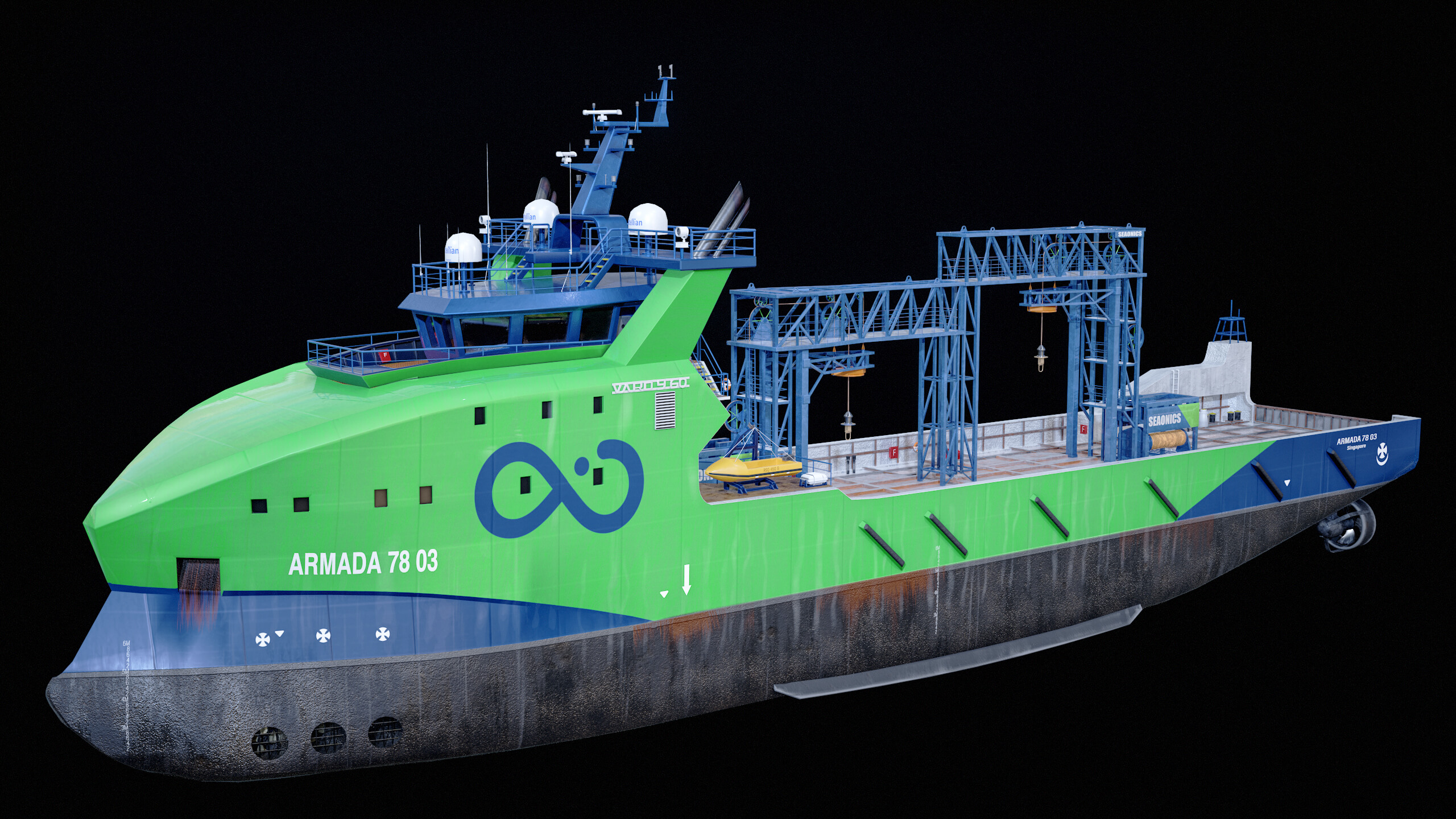 Multipurpose Vessel Usv Mothership Armada 7803 With Cranes - 3D Model ...