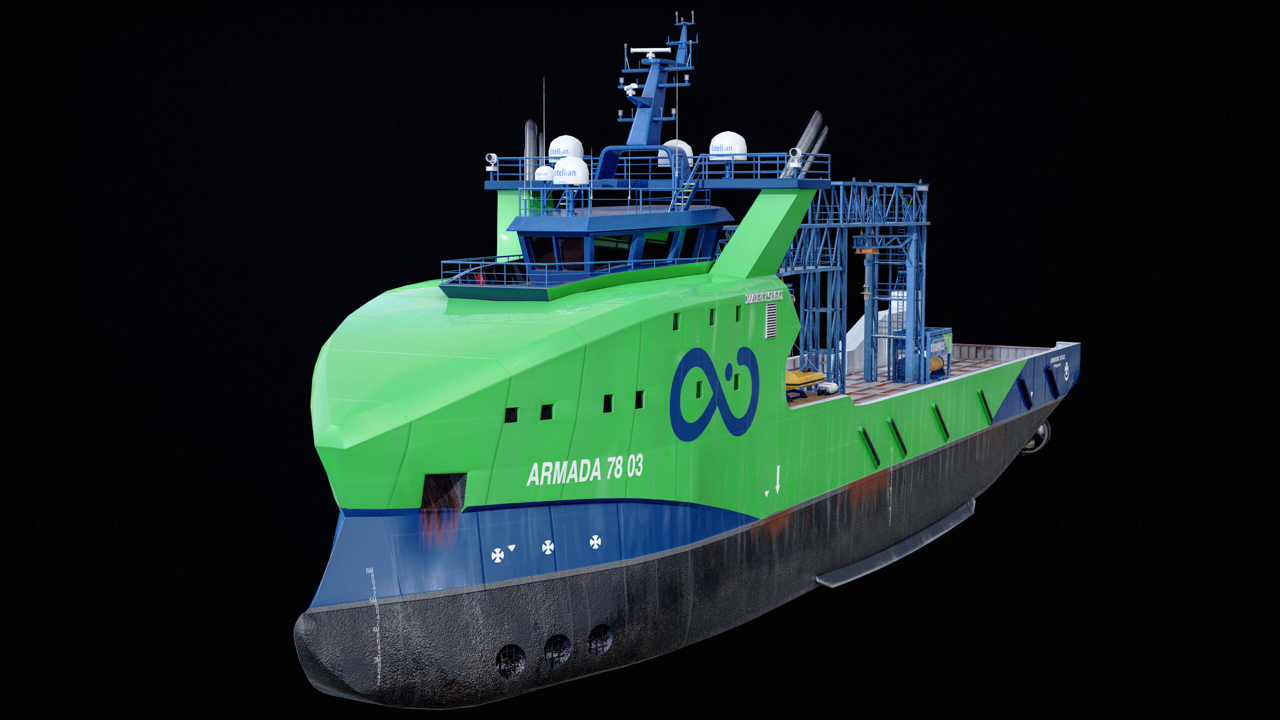 Multipurpose Vessel Usv Mothership Armada 7803 With Cranes - 3D Model ...
