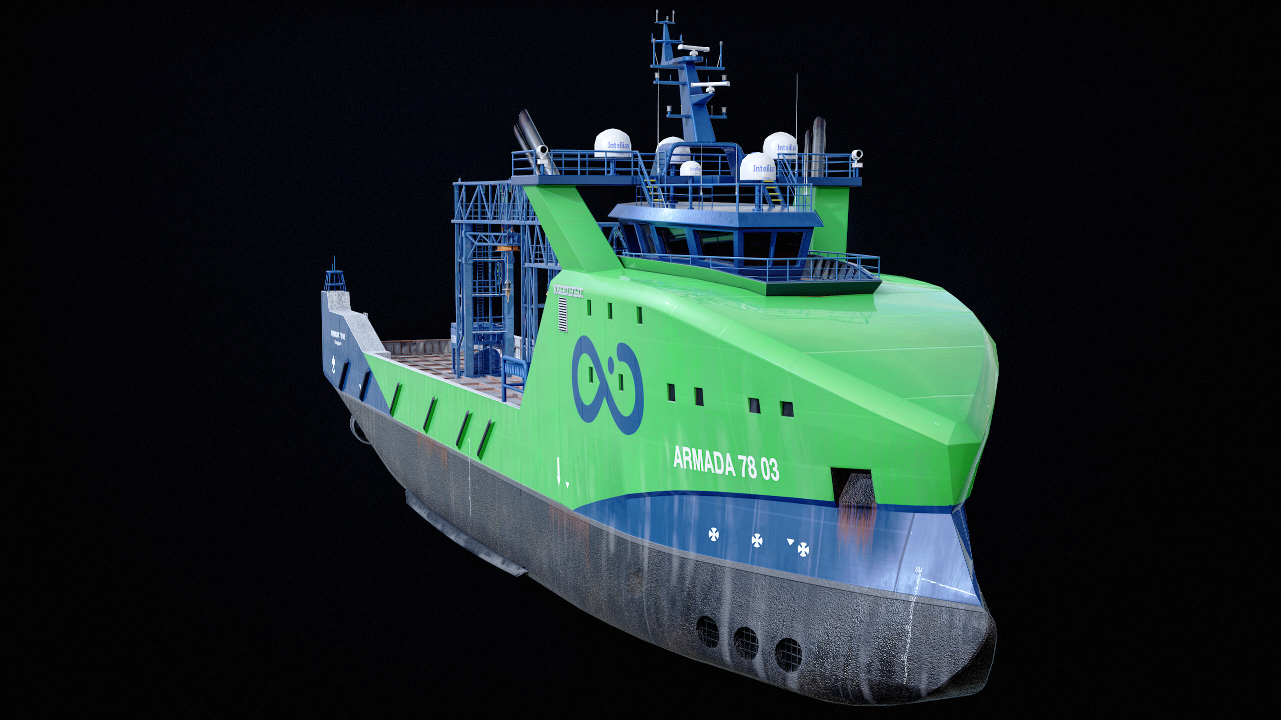 Multipurpose Vessel Usv Mothership Armada 7803 With Cranes - 3D Model ...