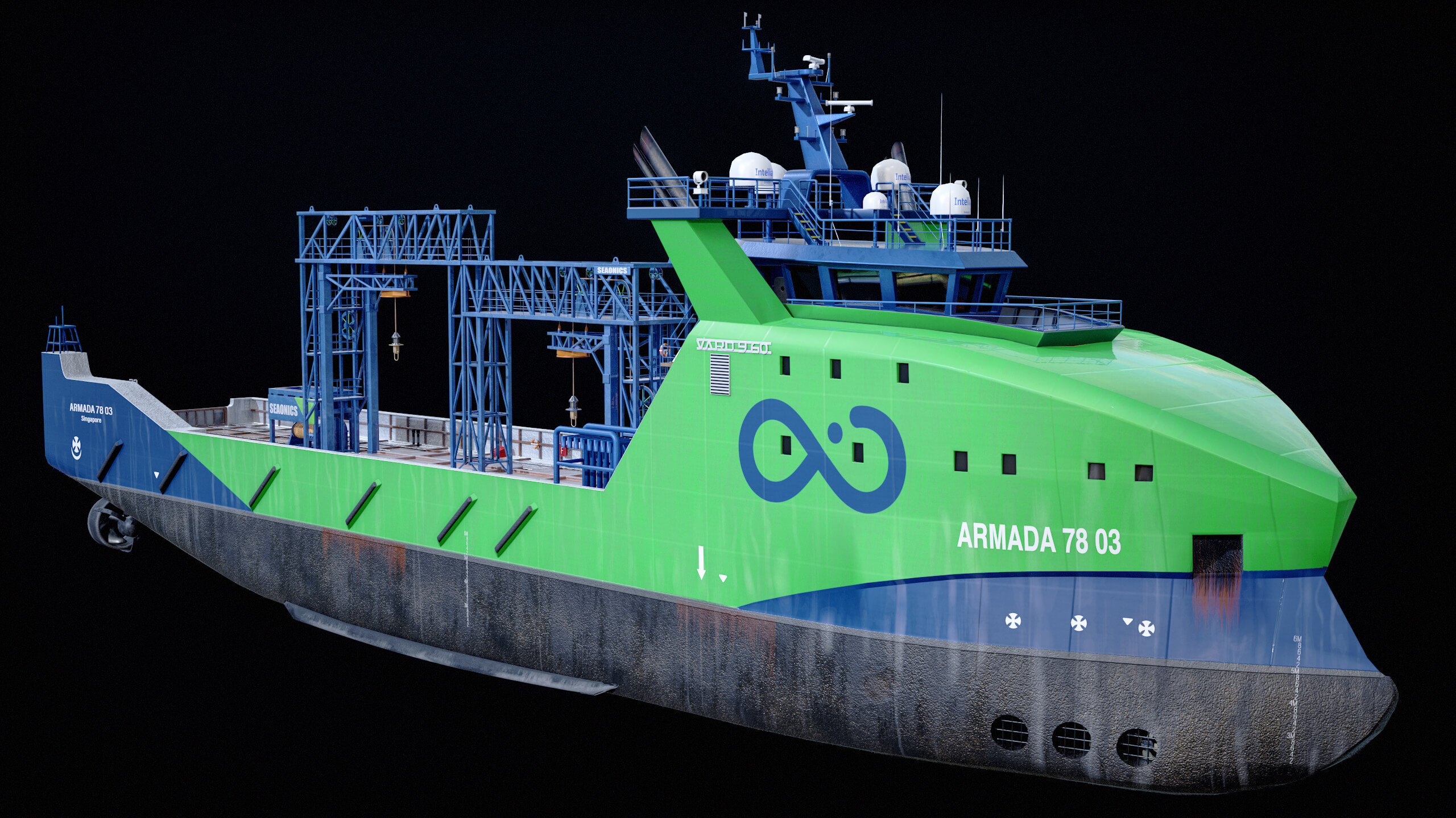 Multipurpose Vessel Usv Mothership Armada 7803 With Cranes - 3D Model ...