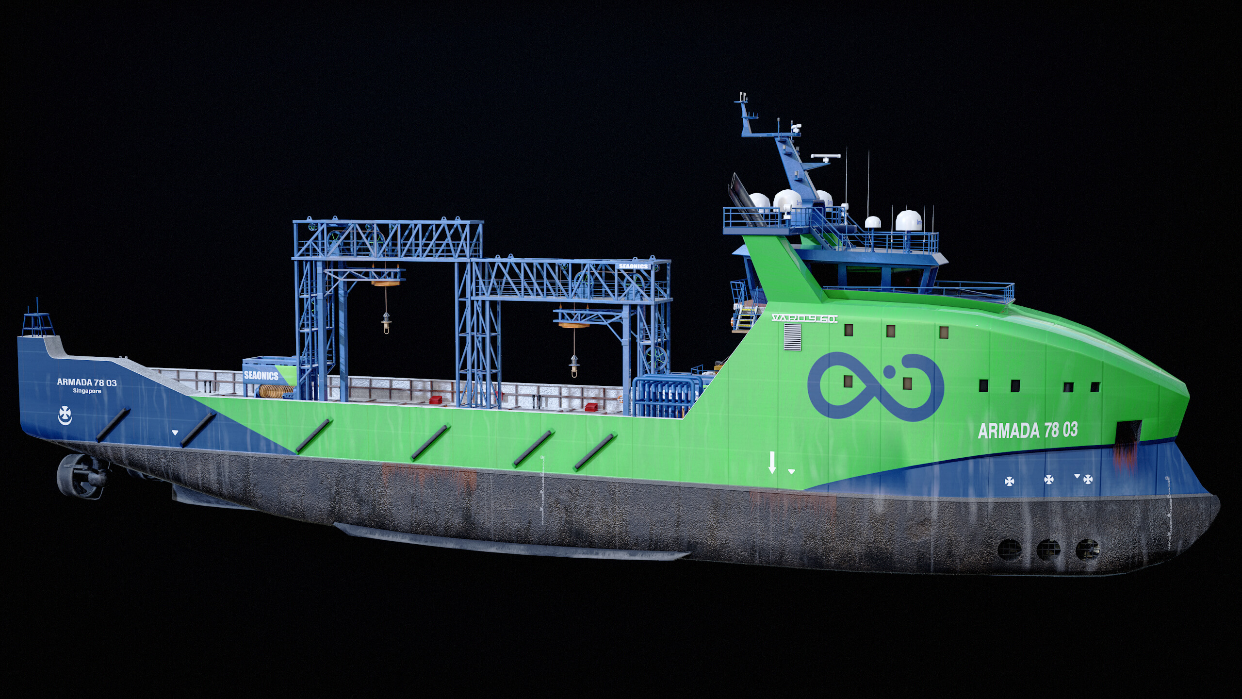Multipurpose Vessel Usv Mothership Armada 7803 With Cranes - 3D Model ...