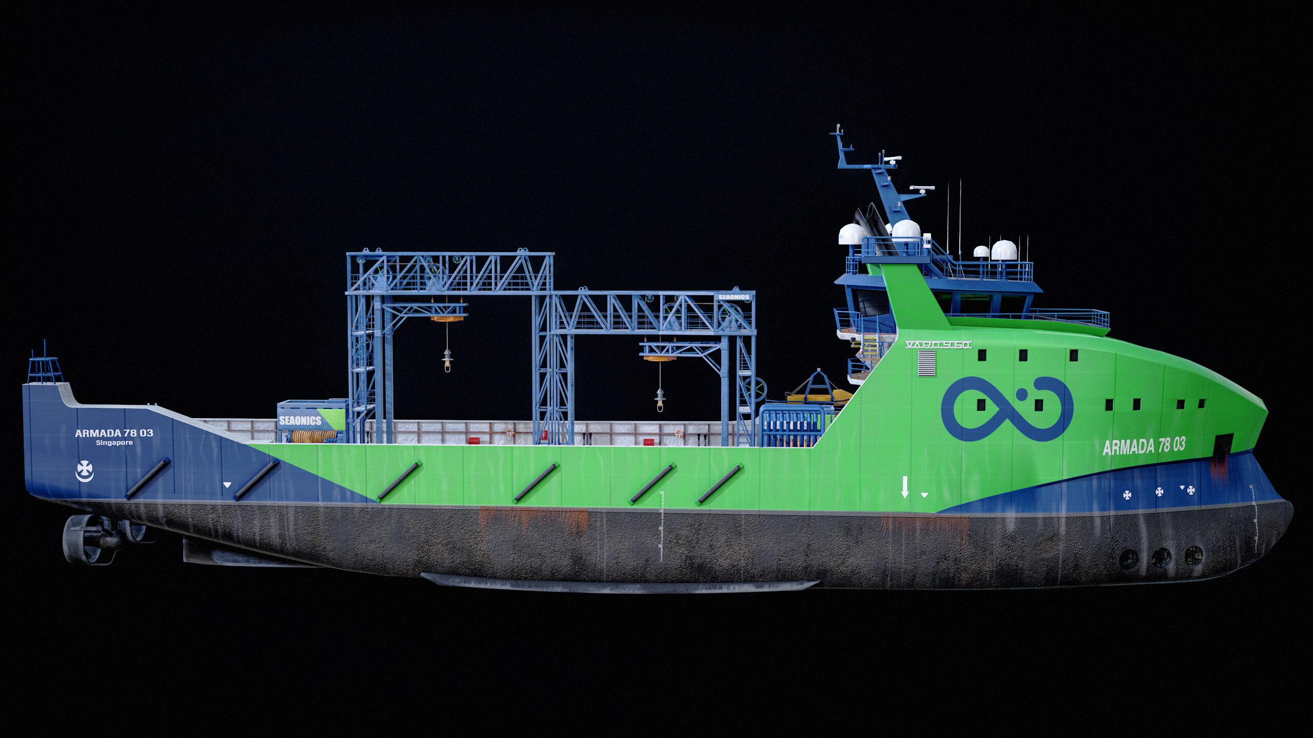 Multipurpose Vessel Usv Mothership Armada 7803 With Cranes - 3D Model ...