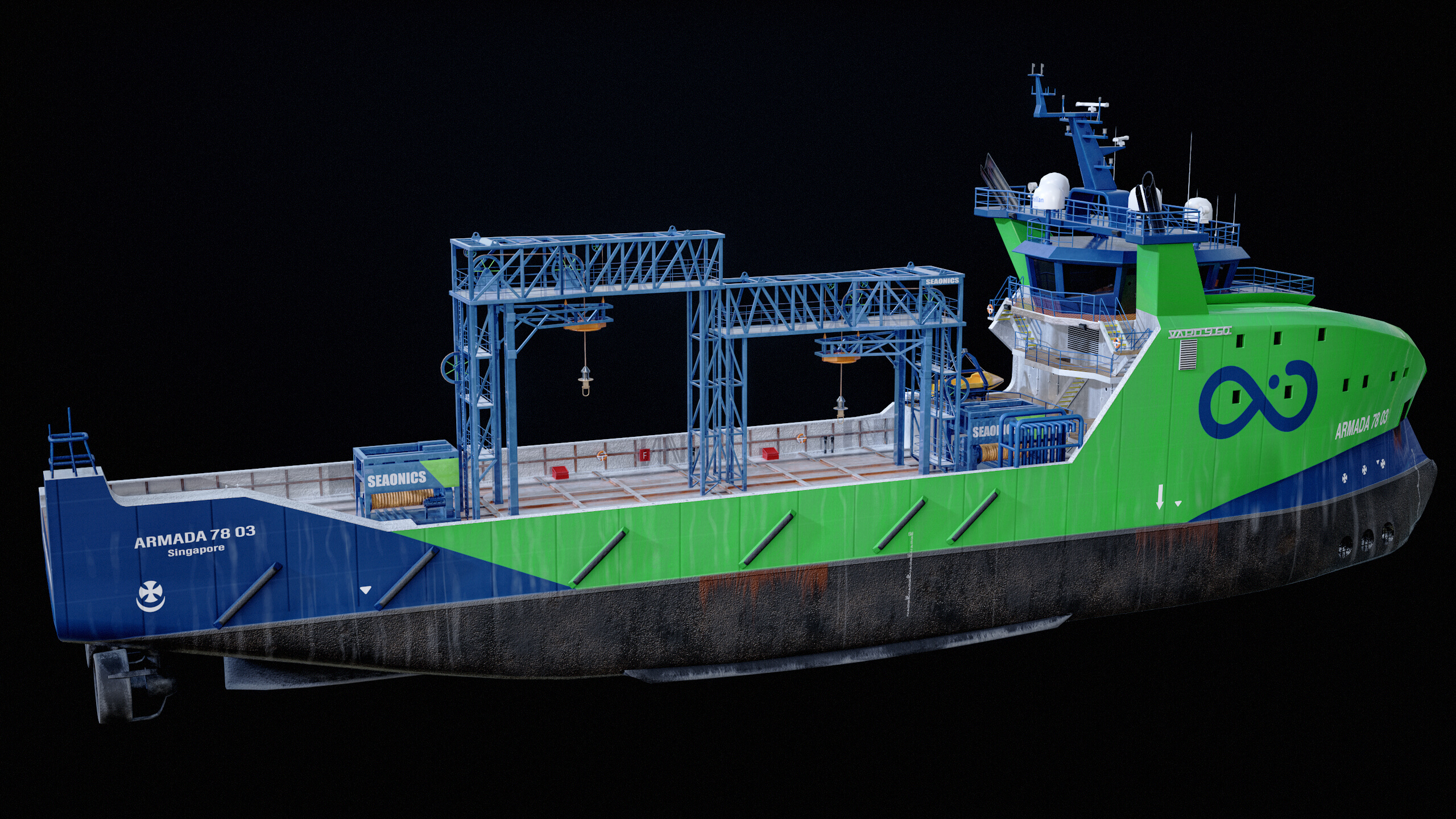 Multipurpose Vessel Usv Mothership Armada 7803 With Cranes - 3D Model ...