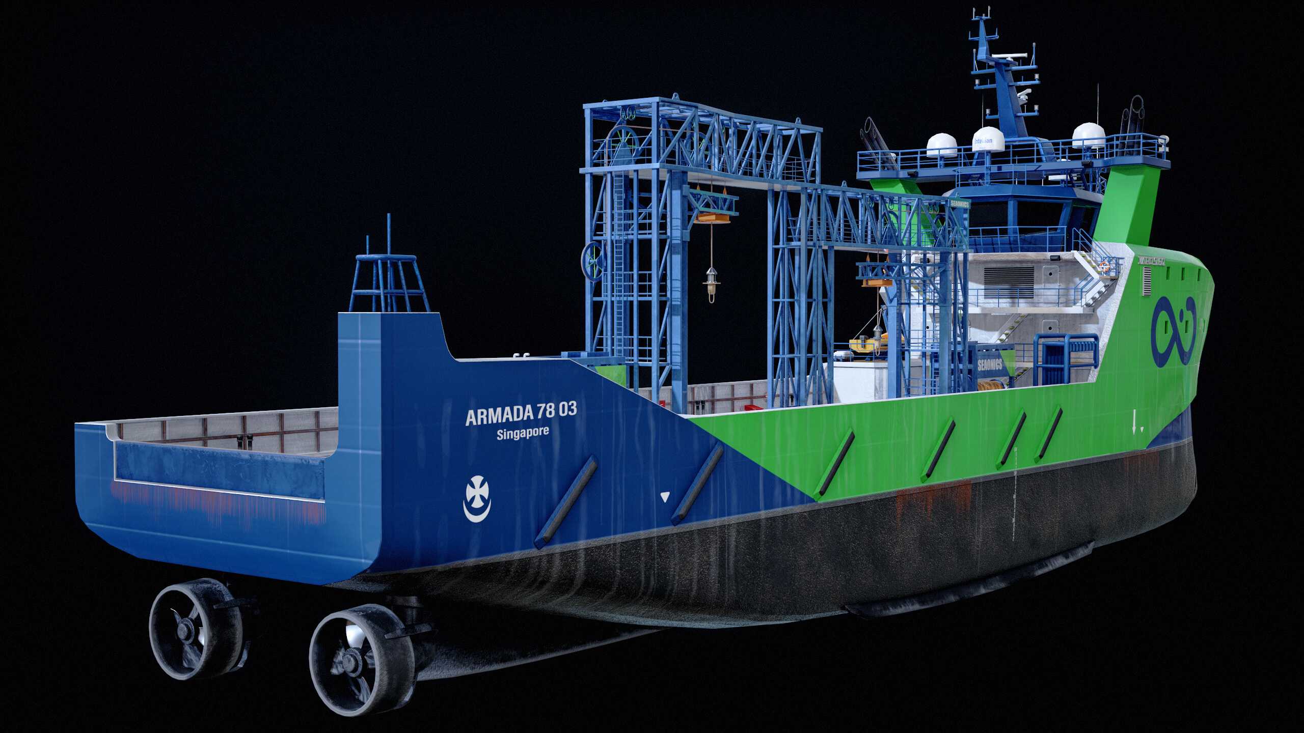 Multipurpose Vessel Usv Mothership Armada 7803 With Cranes - 3D Model ...