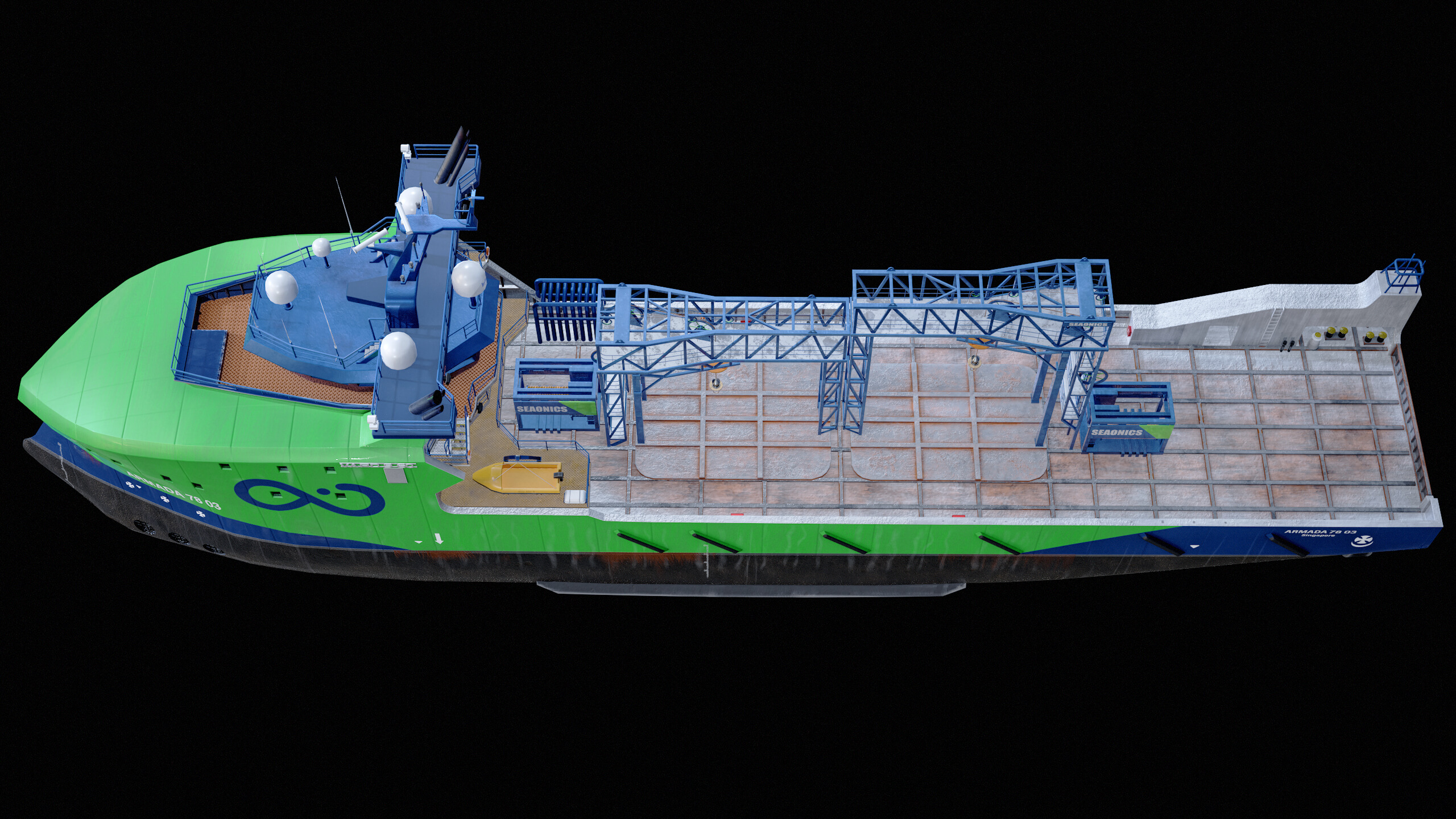 Multipurpose Vessel Usv Mothership Armada 7803 With Cranes - 3D Model ...