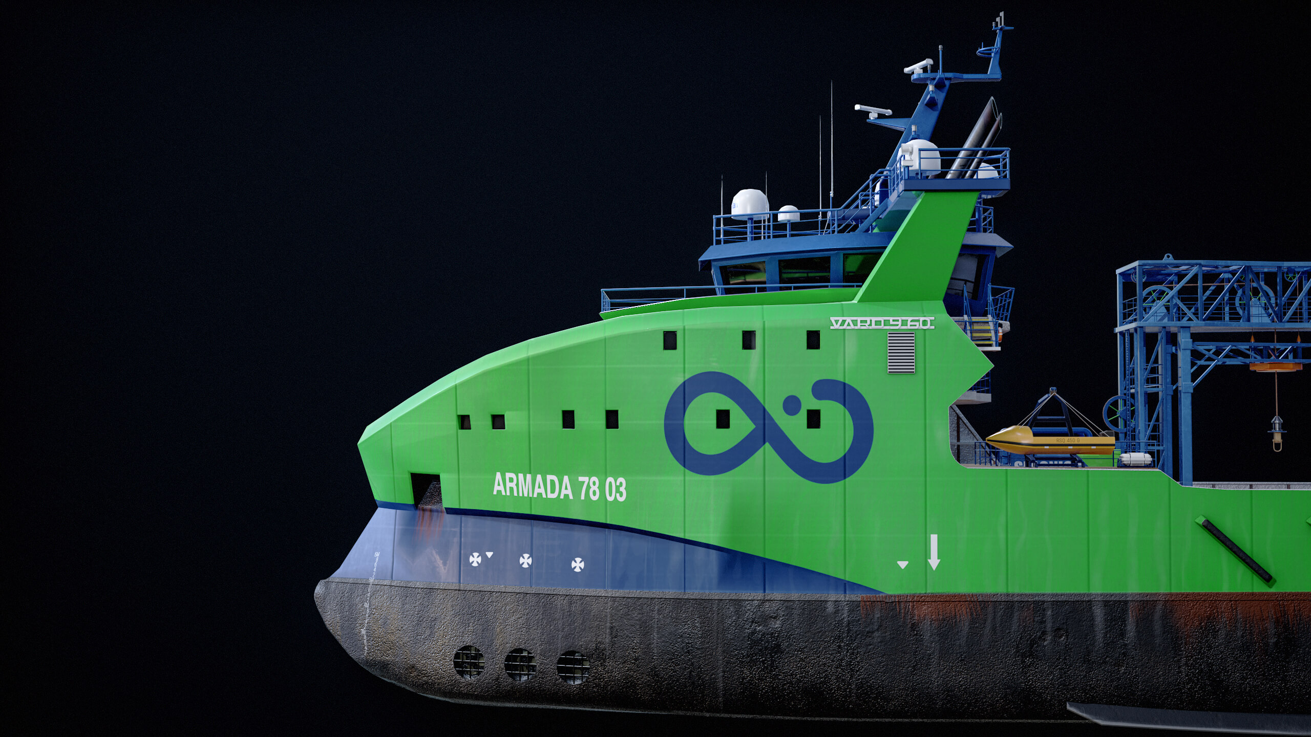 Multipurpose Vessel Usv Mothership Armada 7803 With Cranes - 3D Model ...