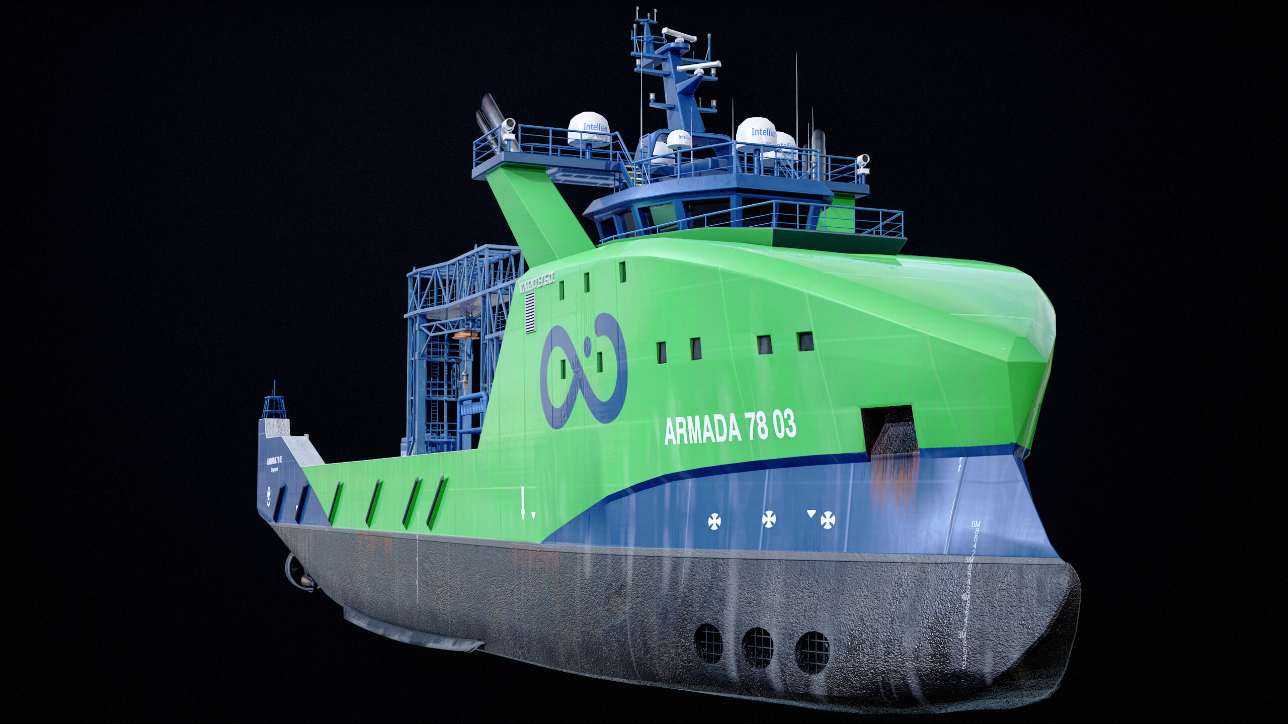 Multipurpose Vessel Usv Mothership Armada 7803 With Cranes - 3D Model ...