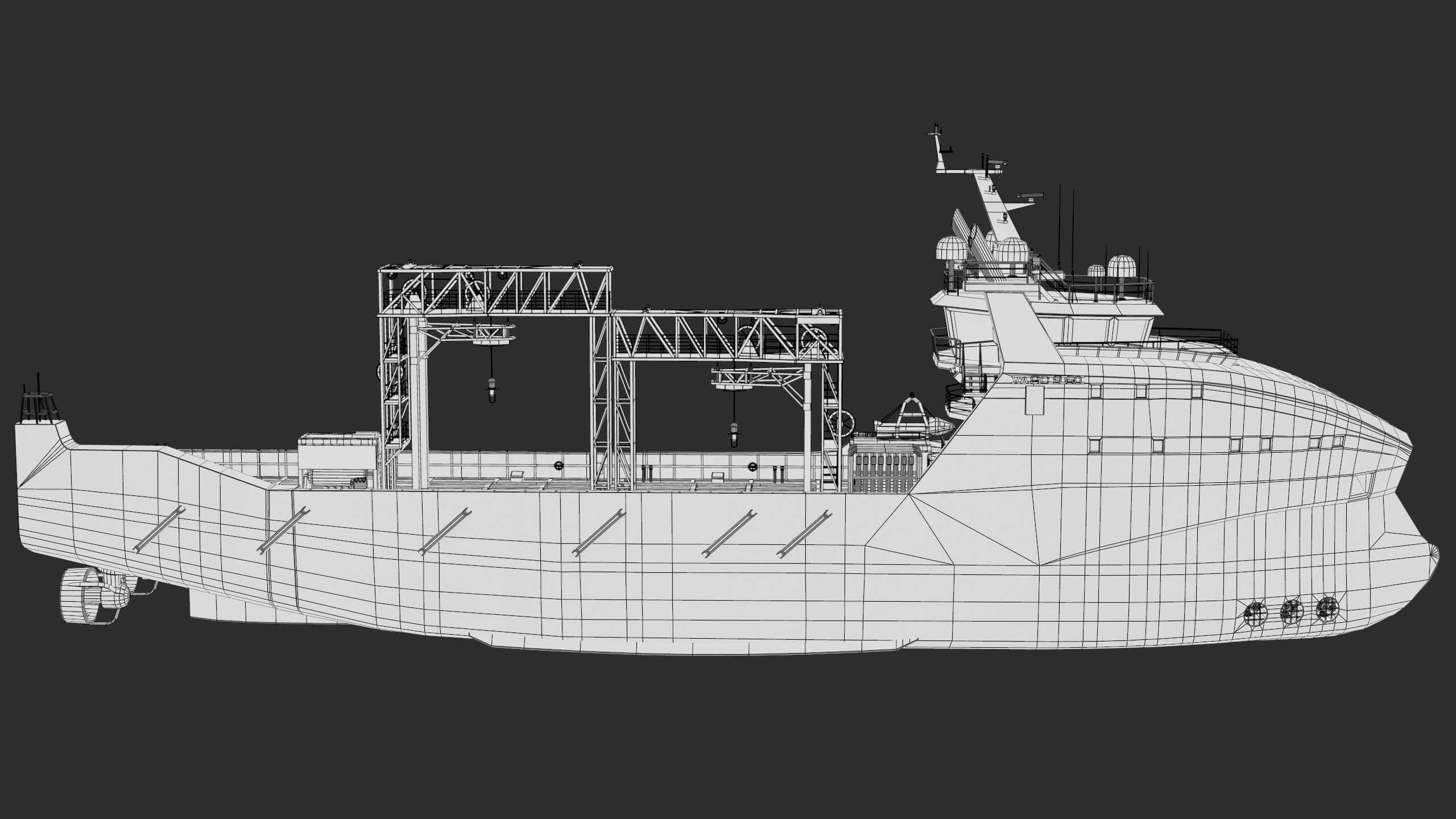 Multipurpose Vessel Usv Mothership Armada 7803 With Cranes - 3D Model by Locus Models