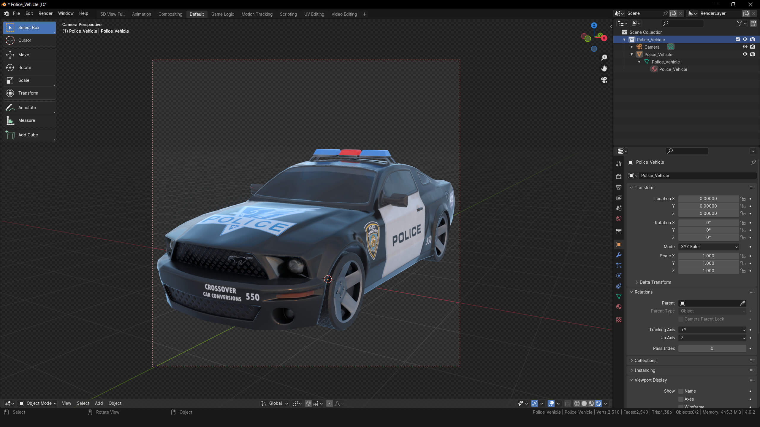 Police Car Game Ready PBR - 3D Model by Locus Models