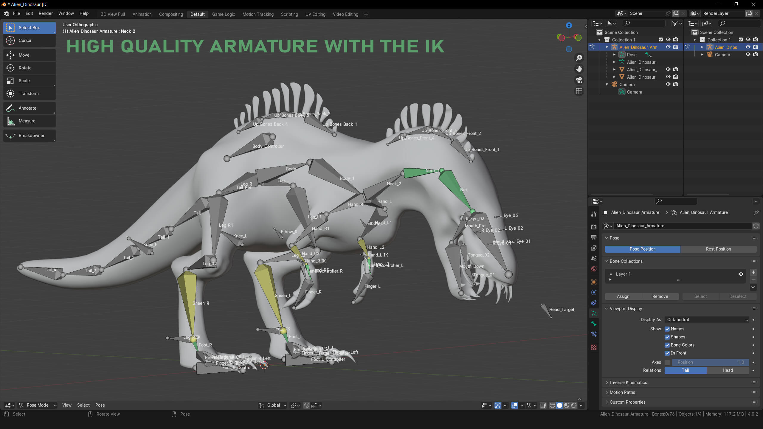 Rigged Alien Dinosaur Cartoon Game Ready - 3D Model by Locus Models