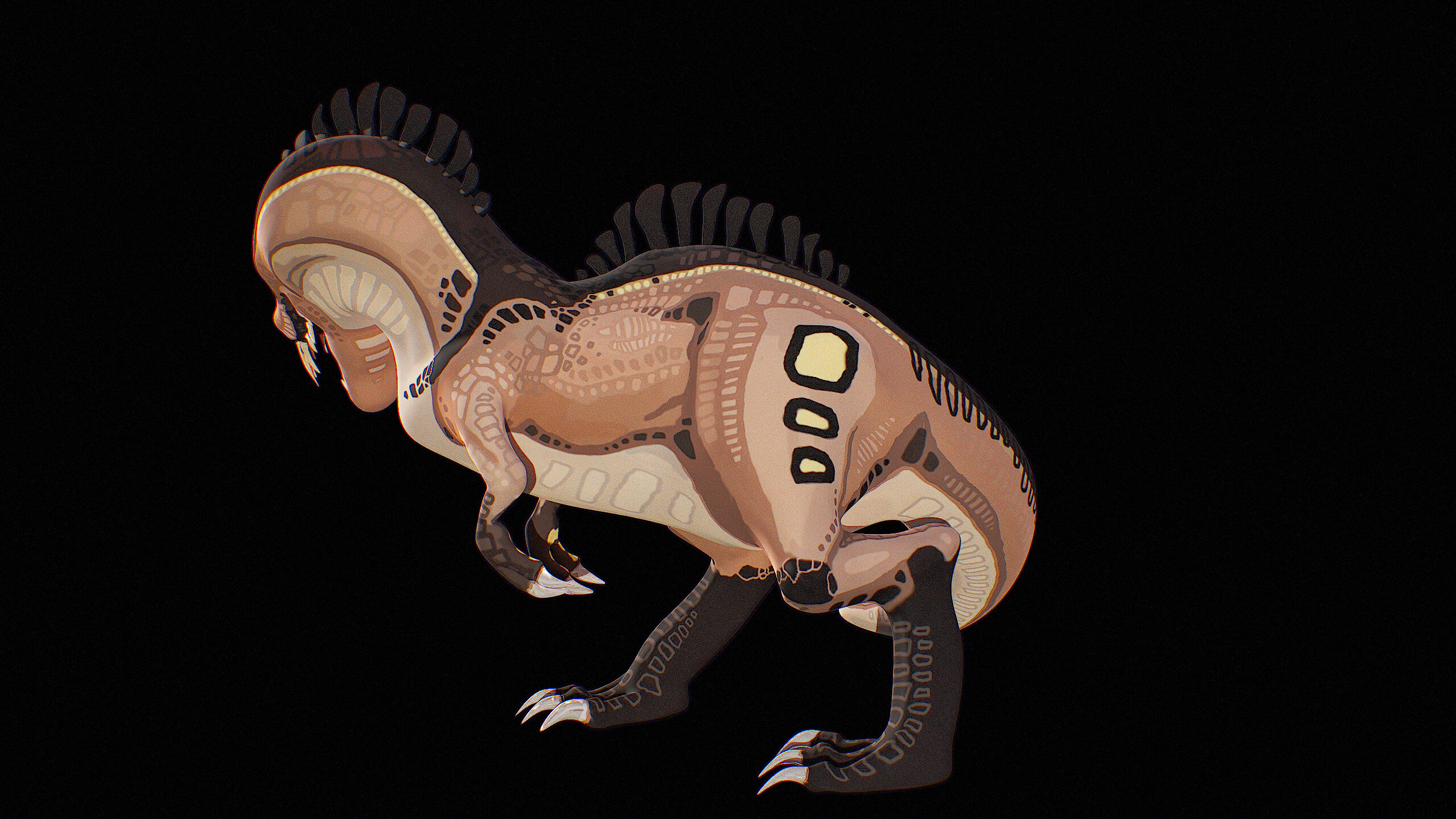 Rigged Alien Dinosaur Cartoon Game Ready - 3D Model by Locus Models