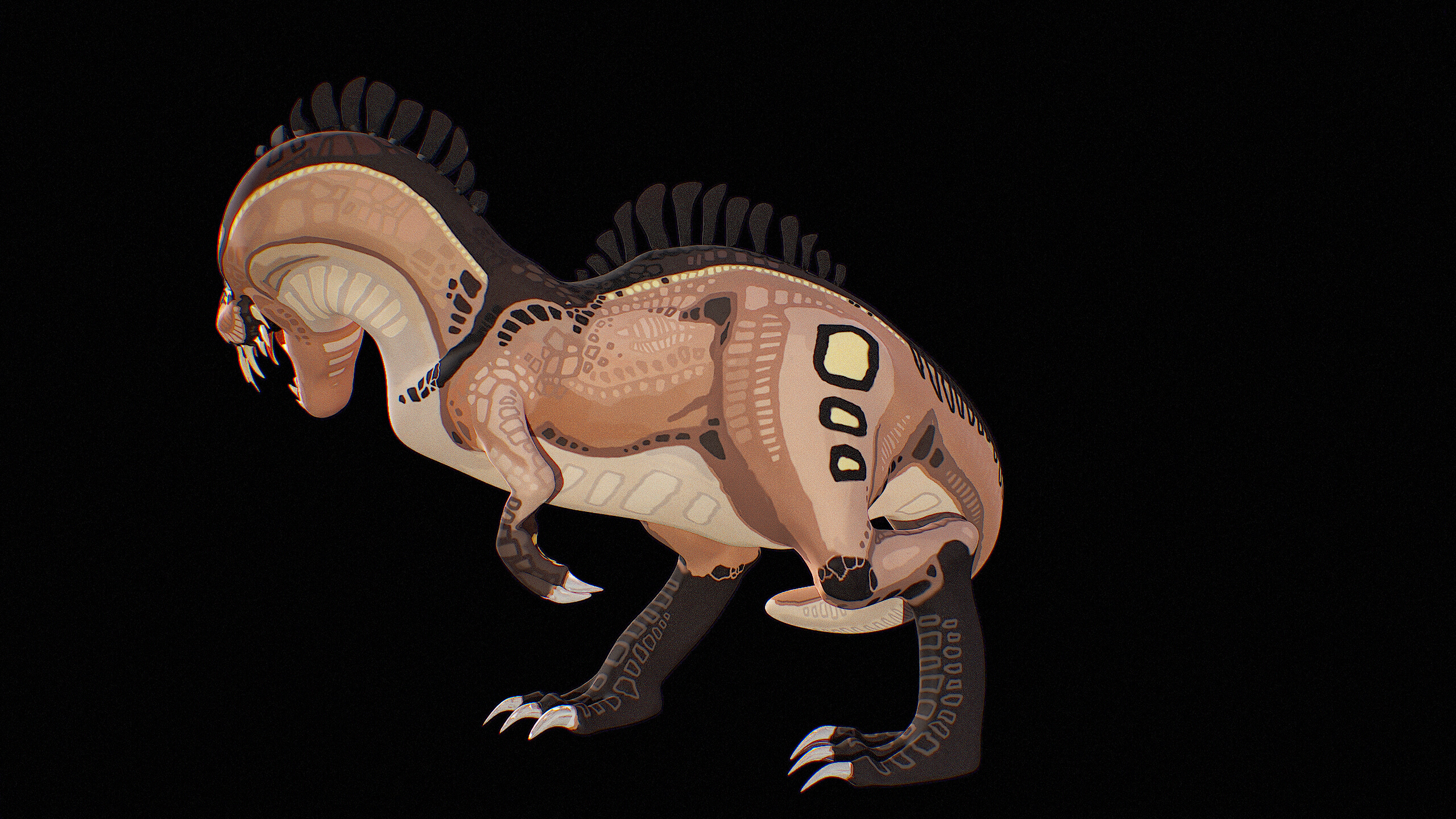 Rigged Alien Dinosaur Cartoon Game Ready - 3D Model by Locus Models