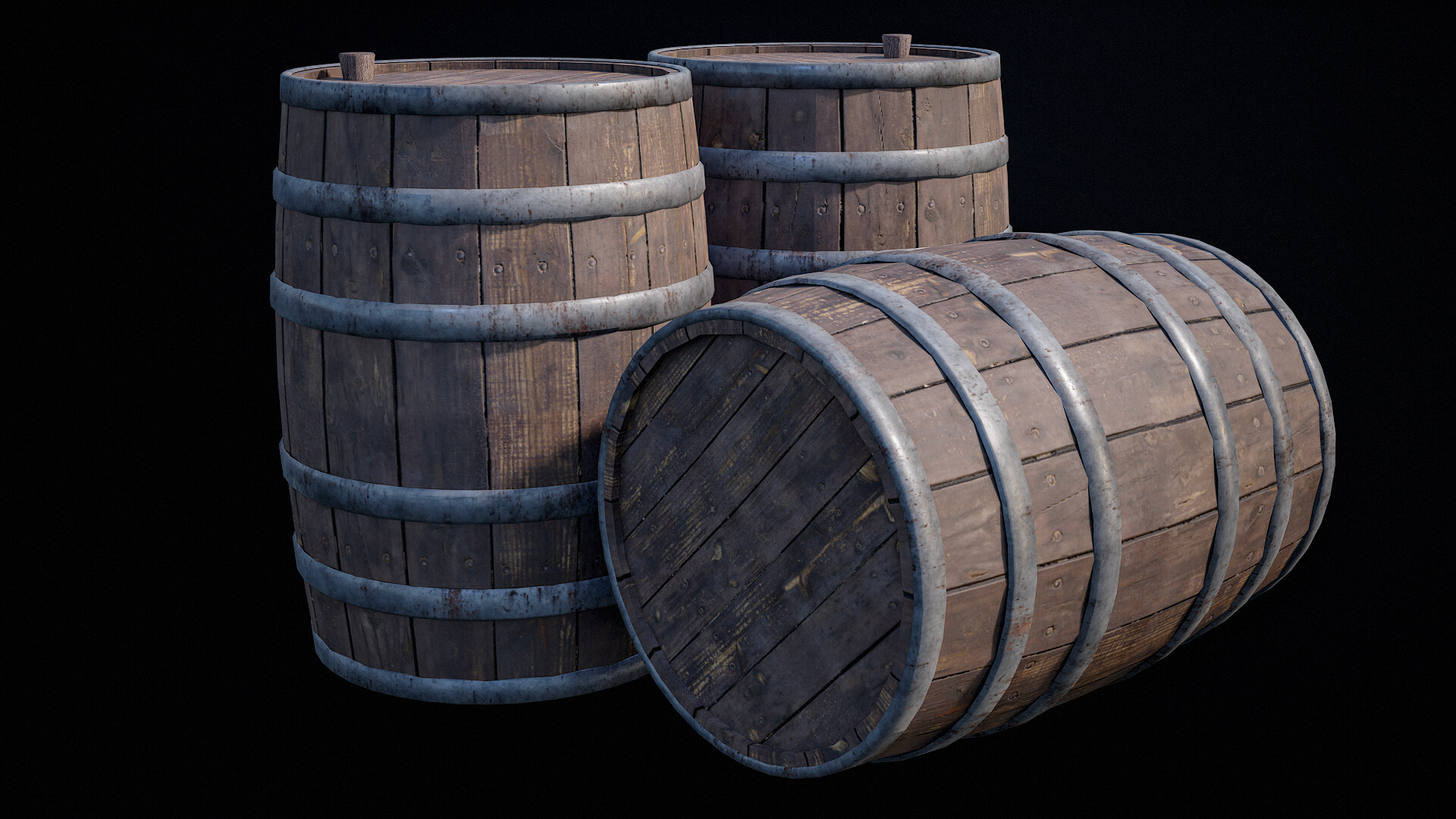 Wooden Barrel Wooden Medieval PBR - 3D Model by Locus Models
