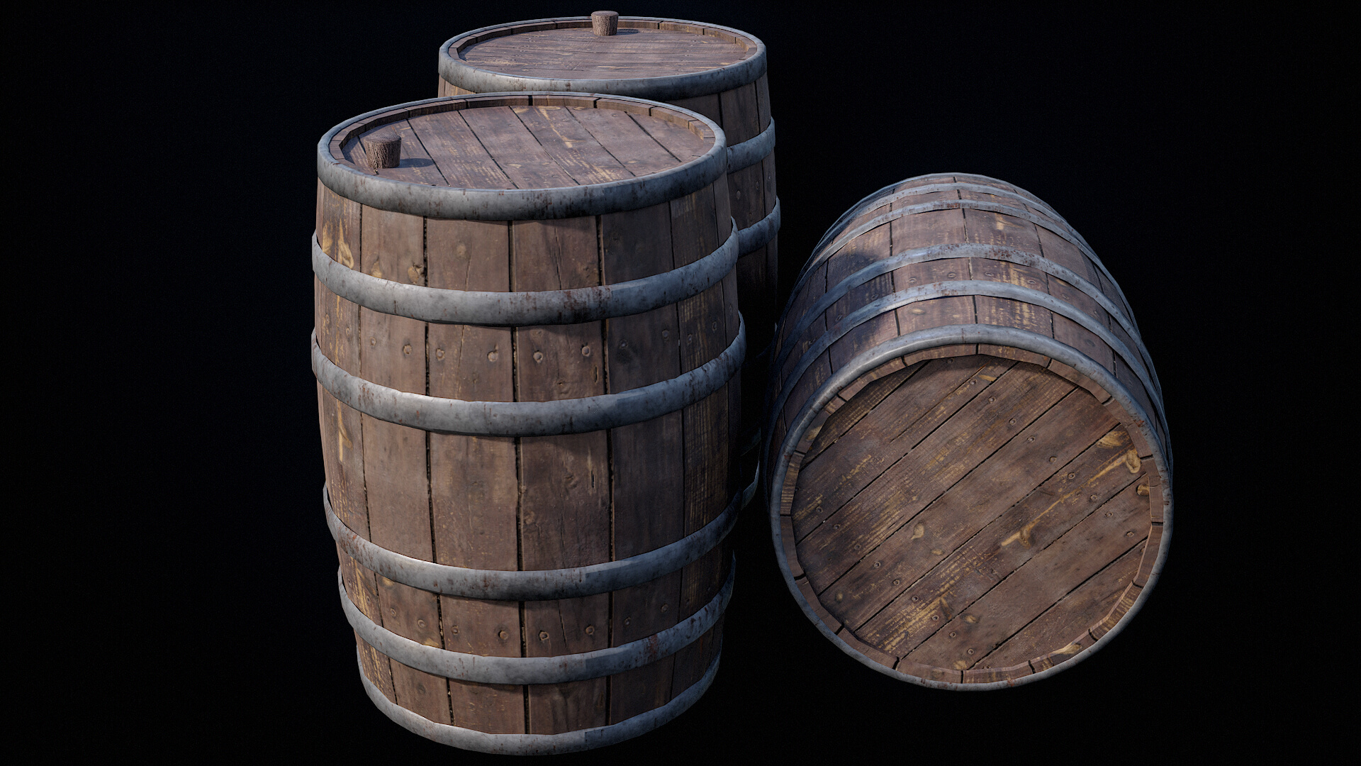 Wooden Barrel Wooden Medieval PBR - 3D Model by Locus Models