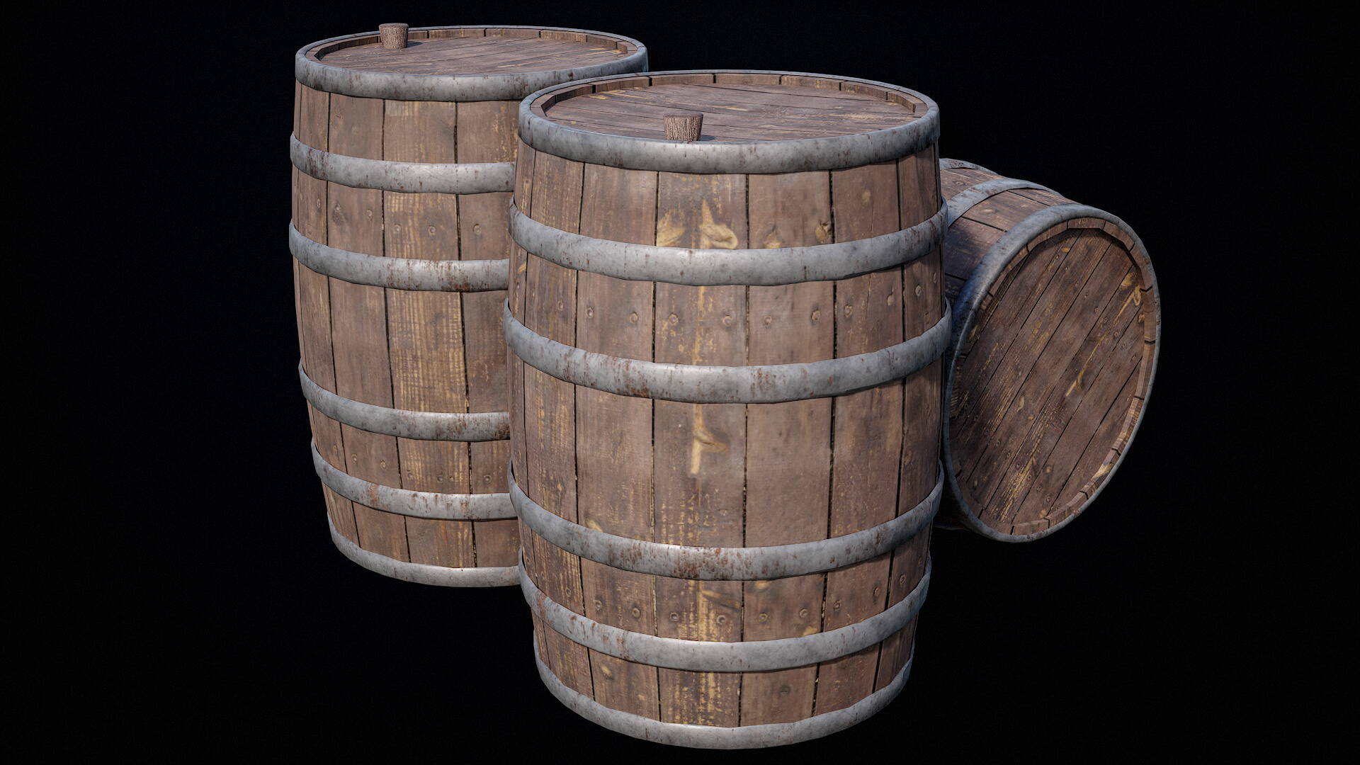 Wooden Barrel Wooden Medieval PBR - 3D Model by Locus Models