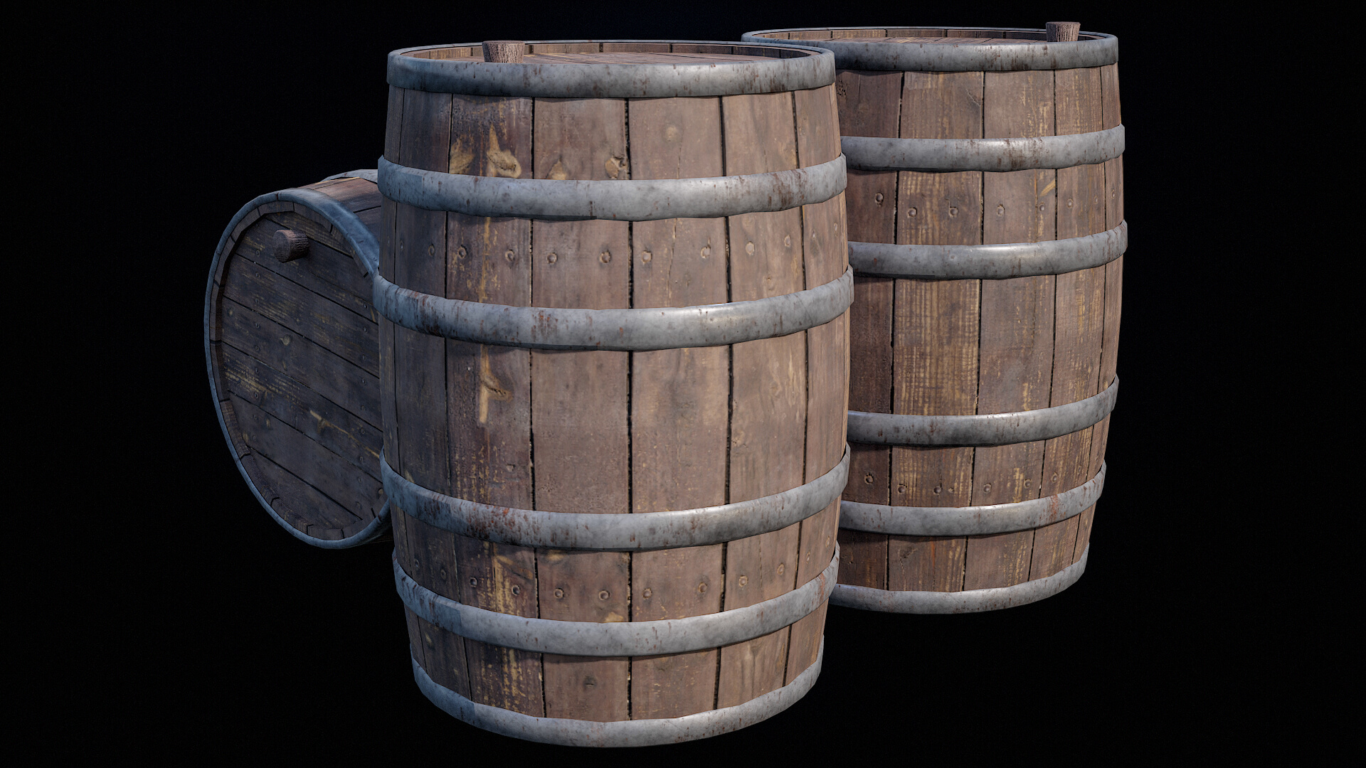Wooden Barrel Wooden Medieval PBR - 3D Model by Locus Models