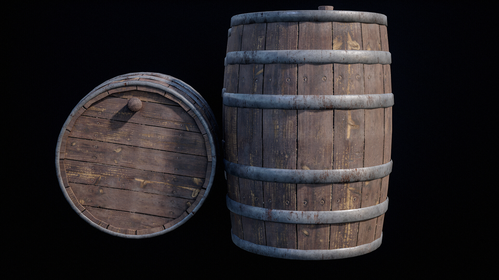 Wooden Barrel Wooden Medieval PBR - 3D Model by Locus Models
