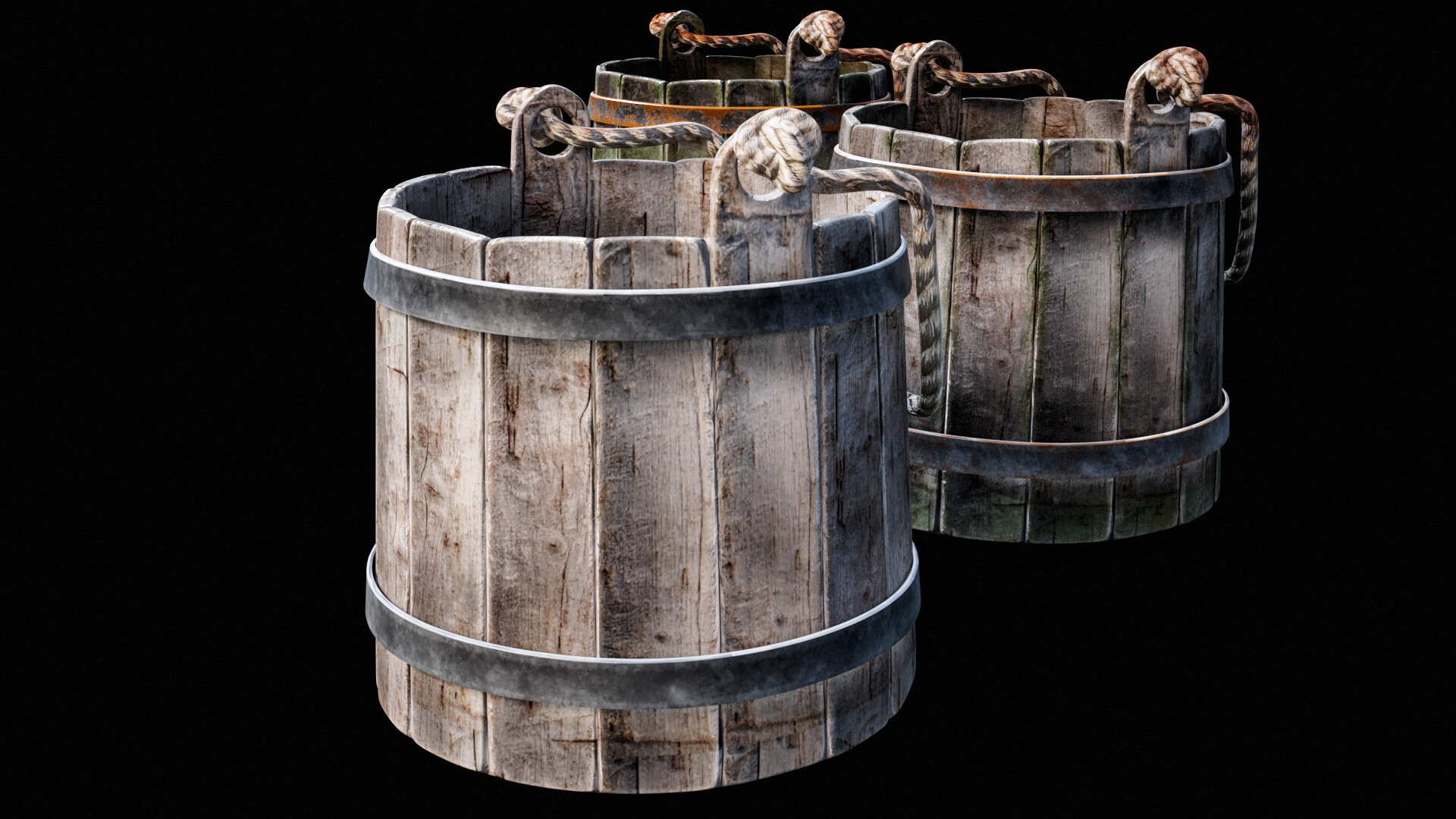 Wooden Old Bucket Game Ready PBR - 3D Model by Locus Models