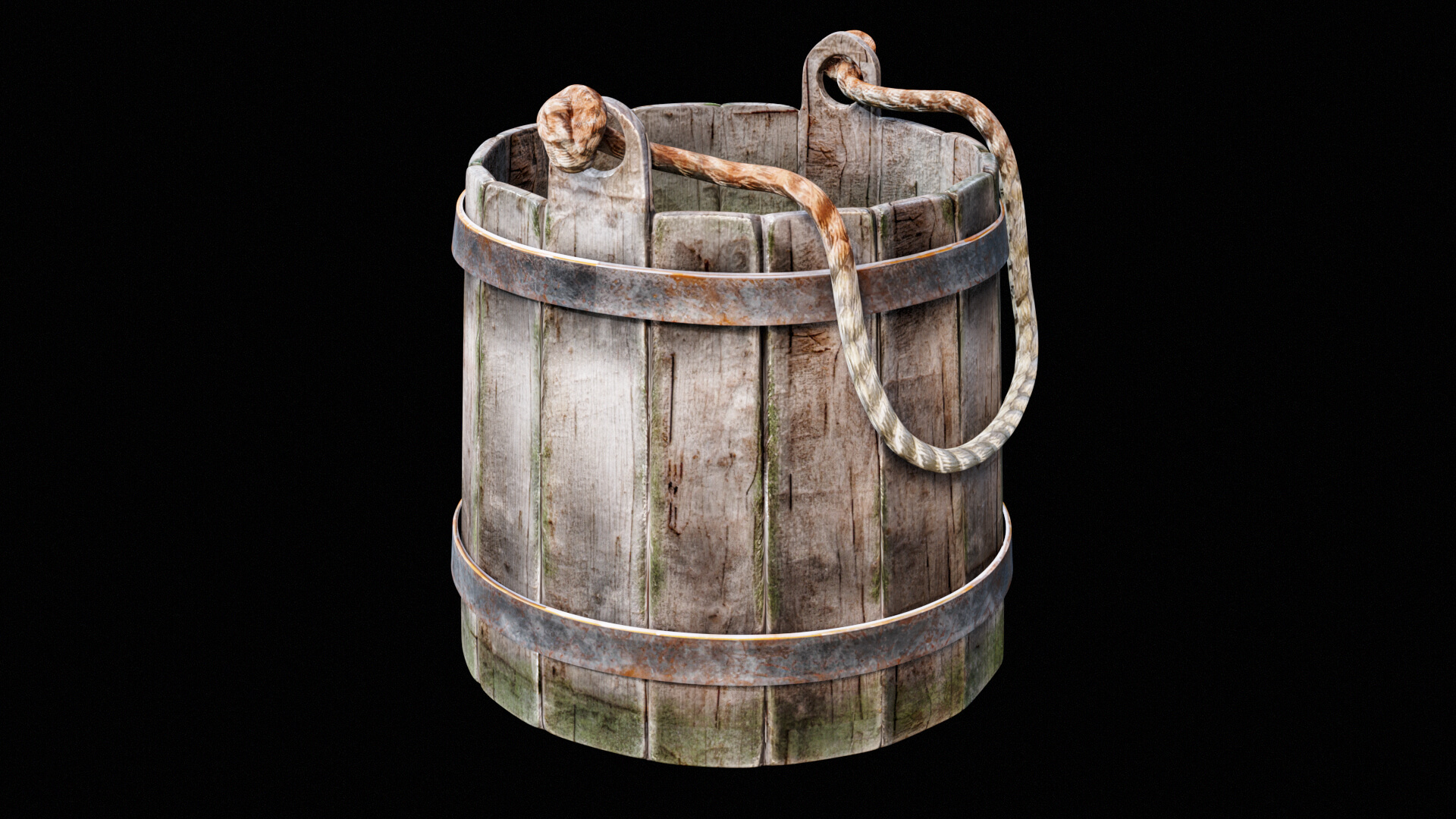 Wooden Old Bucket Game Ready PBR - 3D Model by Locus Models