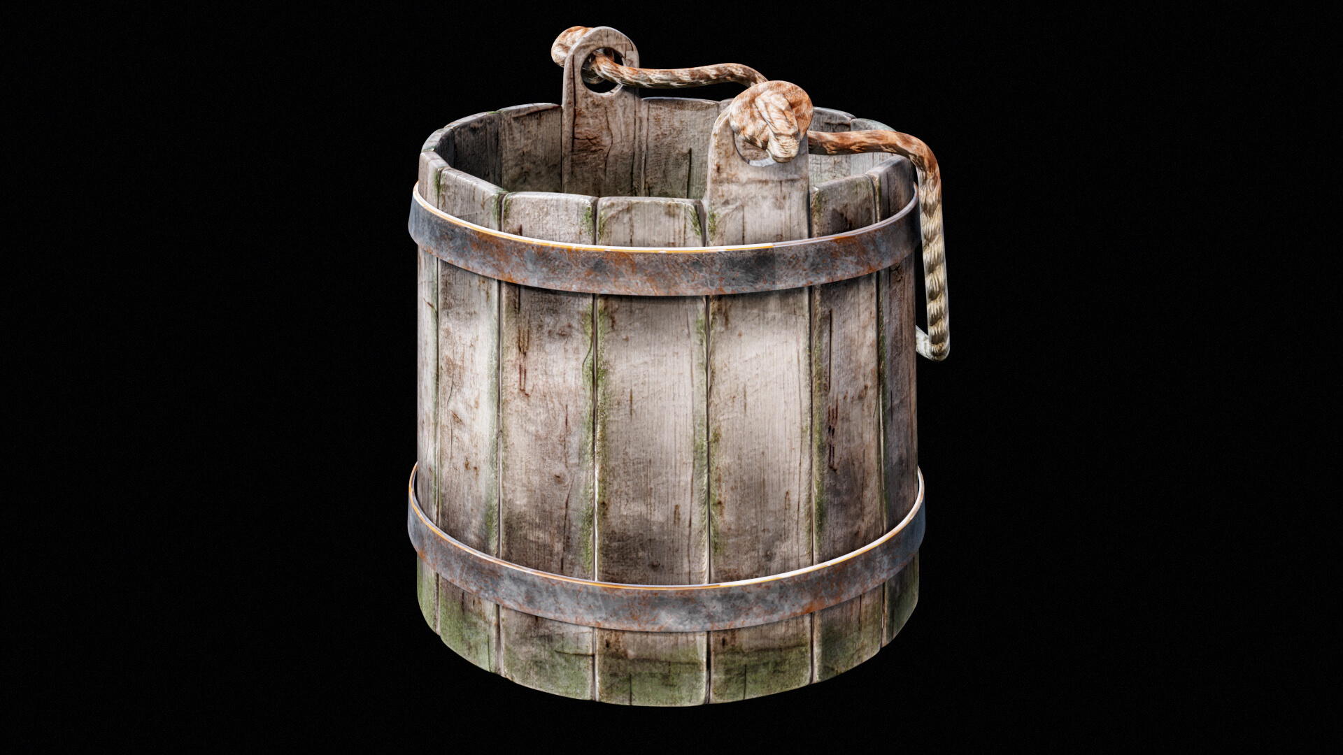 Wooden Old Bucket Game Ready PBR - 3D Model by Locus Models