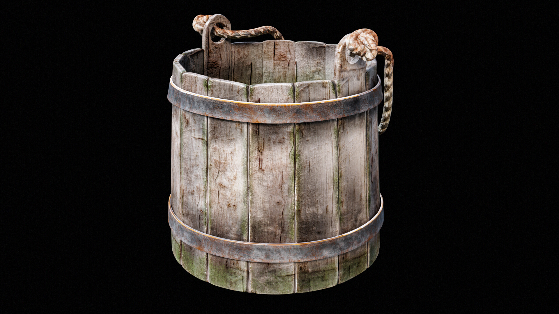 Wooden Old Bucket Game Ready PBR - 3D Model by Locus Models