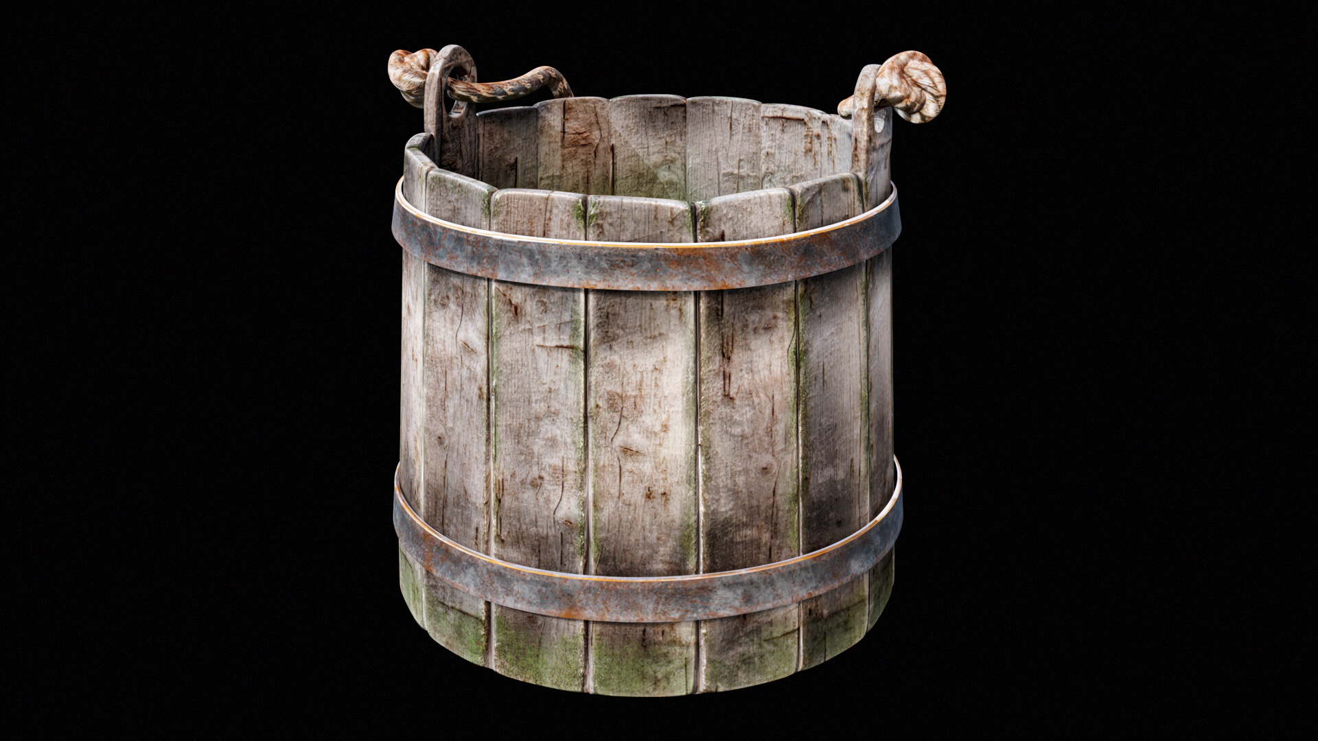 Wooden Old Bucket Game Ready PBR - 3D Model by Locus Models