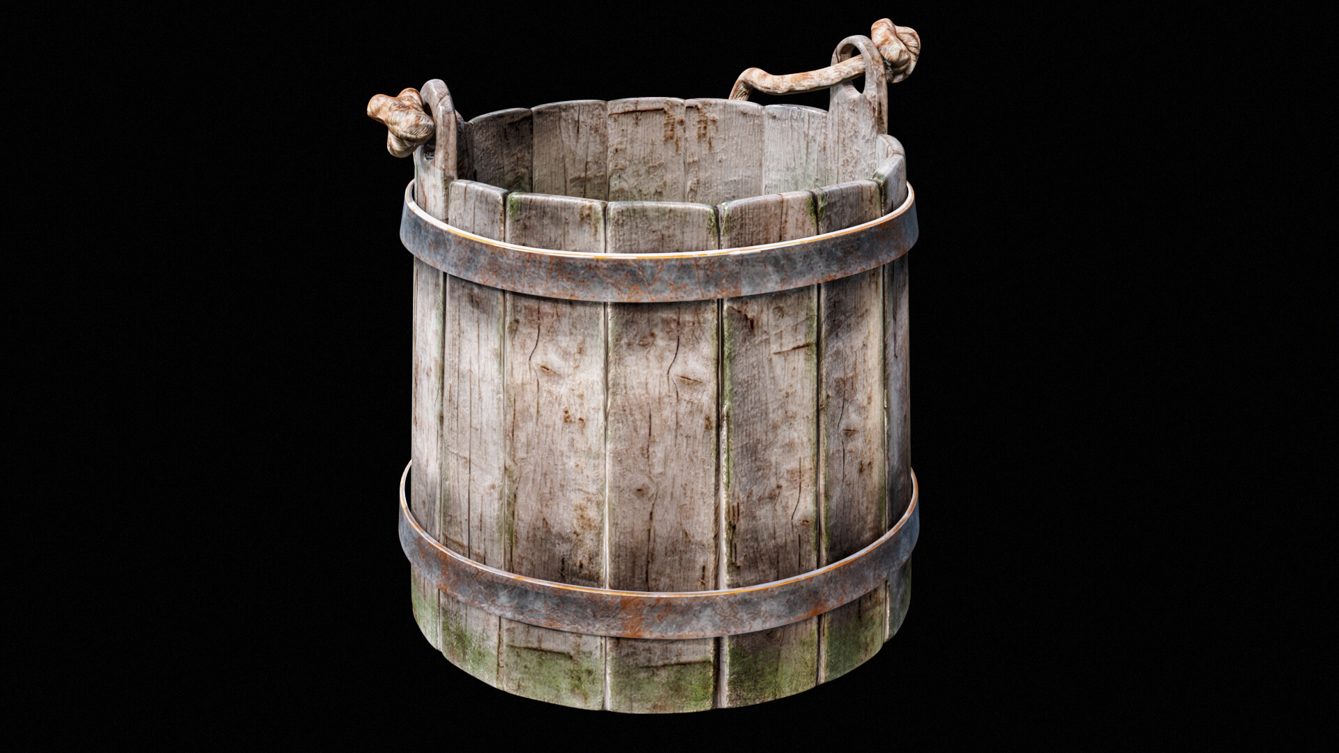Wooden Old Bucket Game Ready PBR - 3D Model by Locus Models