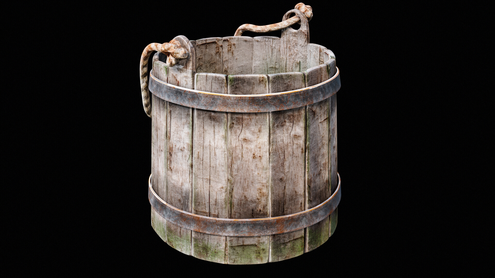 Wooden Old Bucket Game Ready PBR - 3D Model by Locus Models