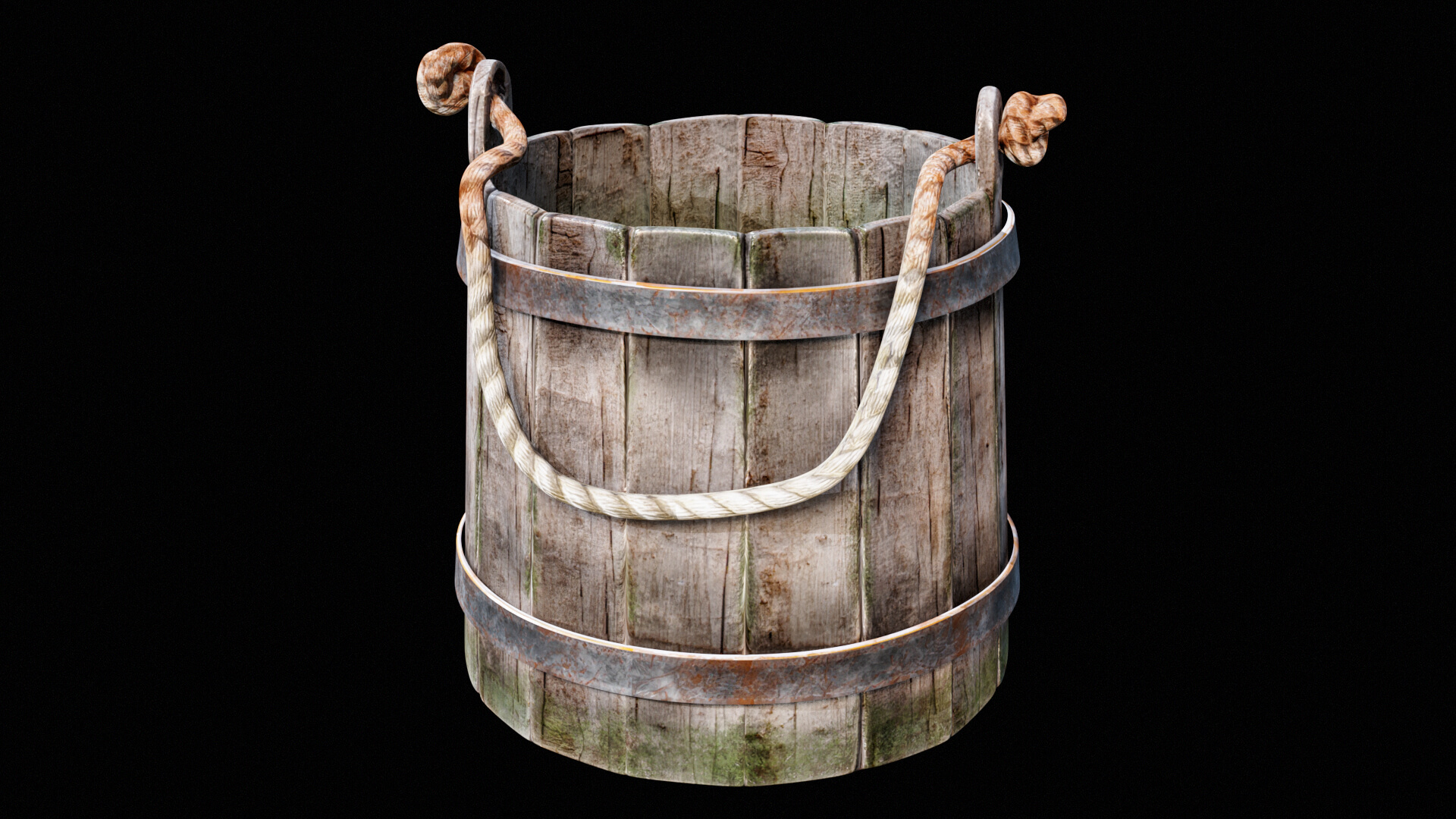 Wooden Old Bucket Game Ready PBR - 3D Model by Locus Models